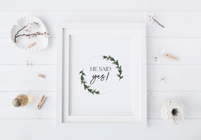 He Said Yes Sign, Printable Engagement Sign, Just Engaged Sign, Canva ...