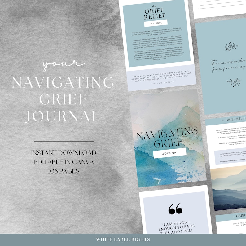 Guided Grief Remembrance Journal, Digital Handbook and Keepsake to Help ...