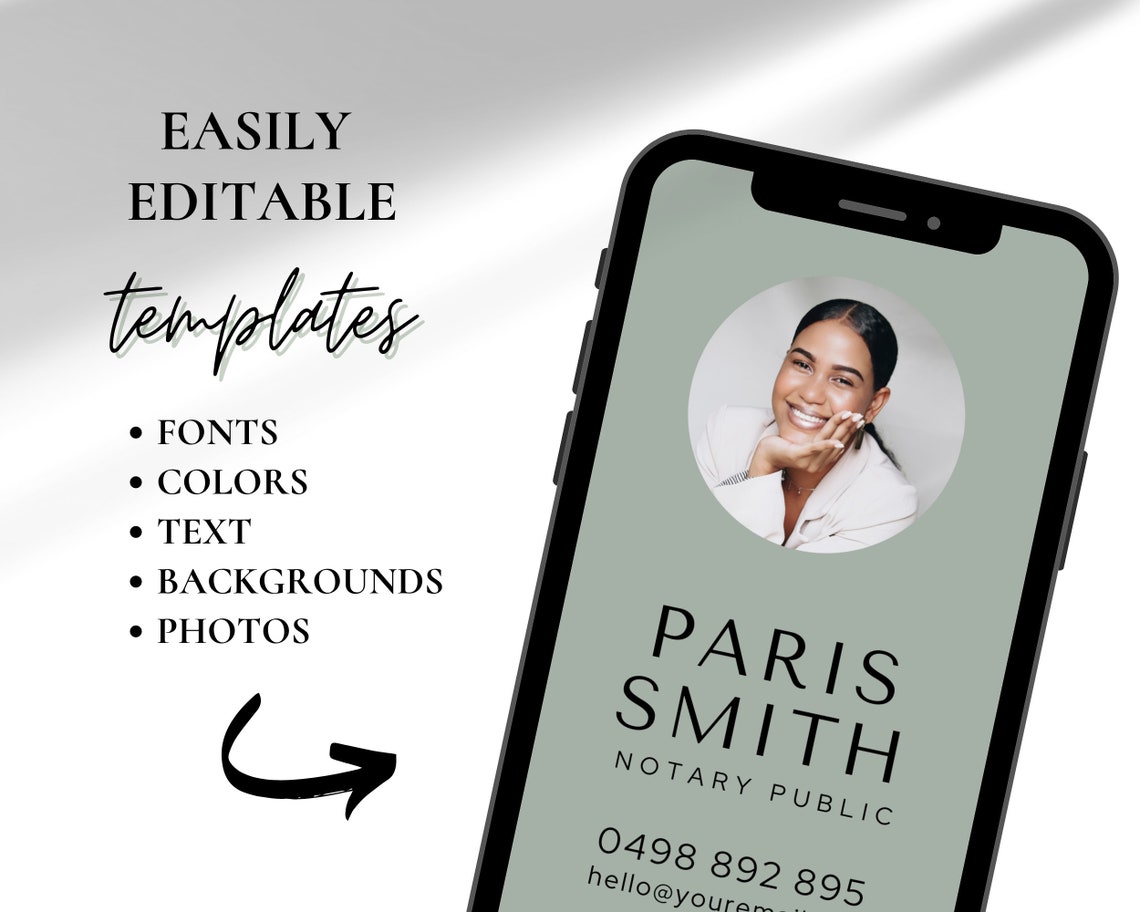 Notary Textable Digital Business Card Bundle, Notary Marketing, Canva ...