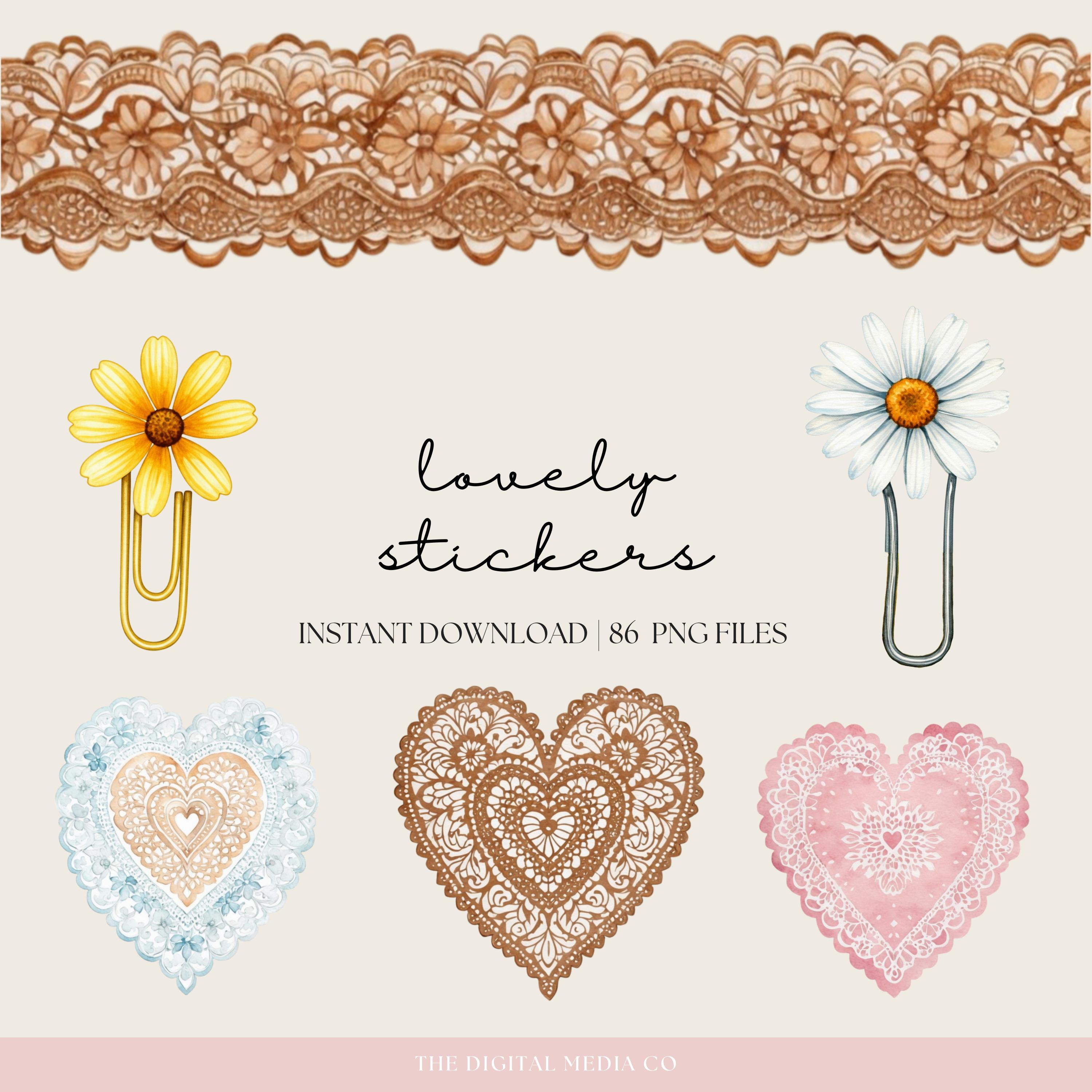 Dainty Lace Digital Stickers, Goodnotes Lacey Stickers, Scrapbooking ...