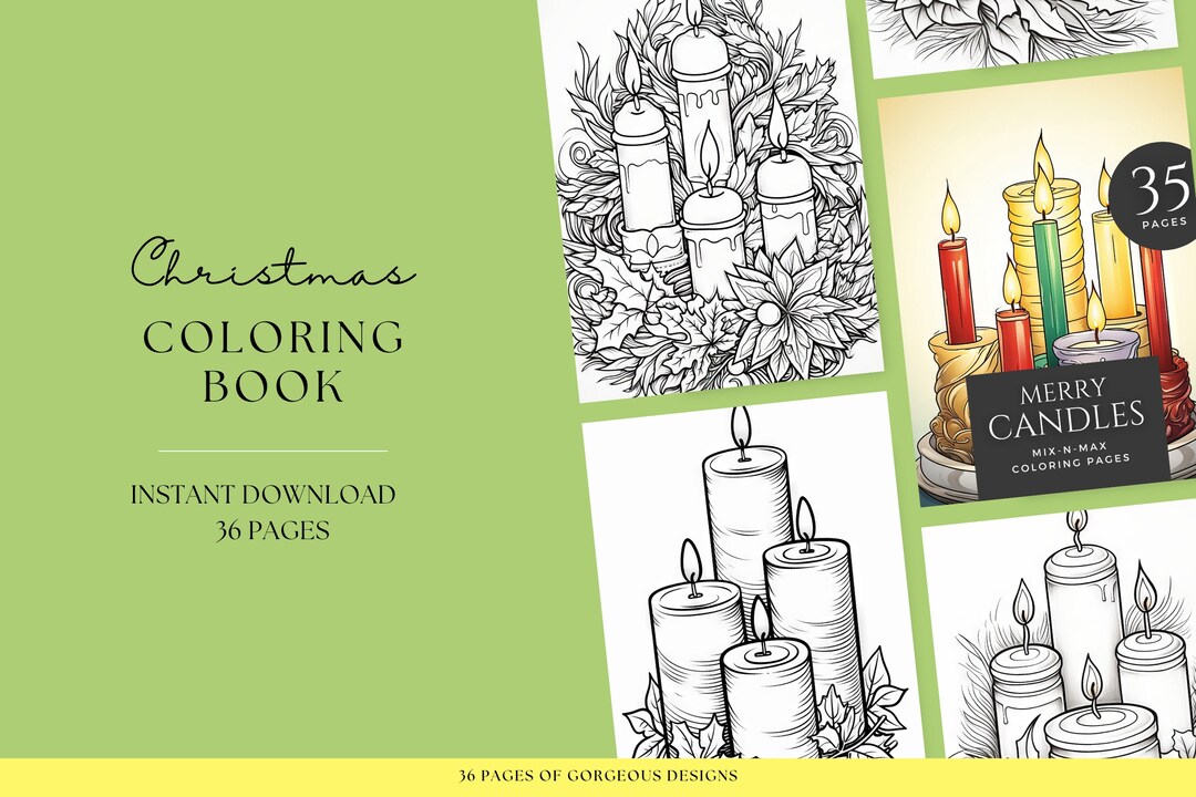Christmas Candles Coloring Pages | Festive Art Pages | Xmas Colouring ...