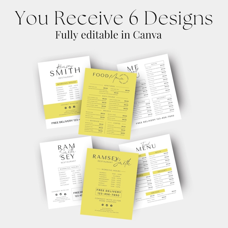 Canva Restaurant Menu Template Diner Instant Download Digital Download ...