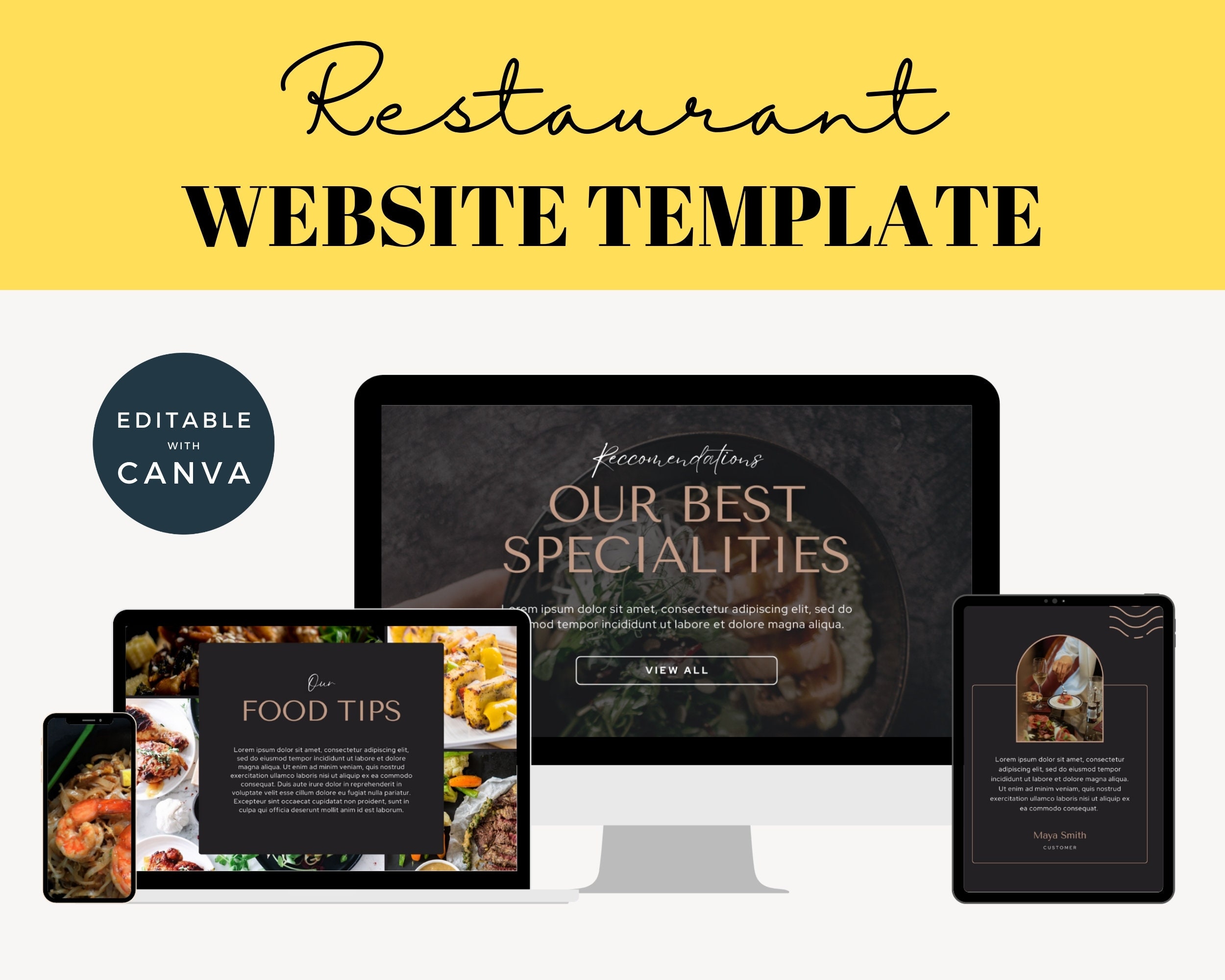 Restaurant Canva Template Canva Website Template Canva Food - Etsy