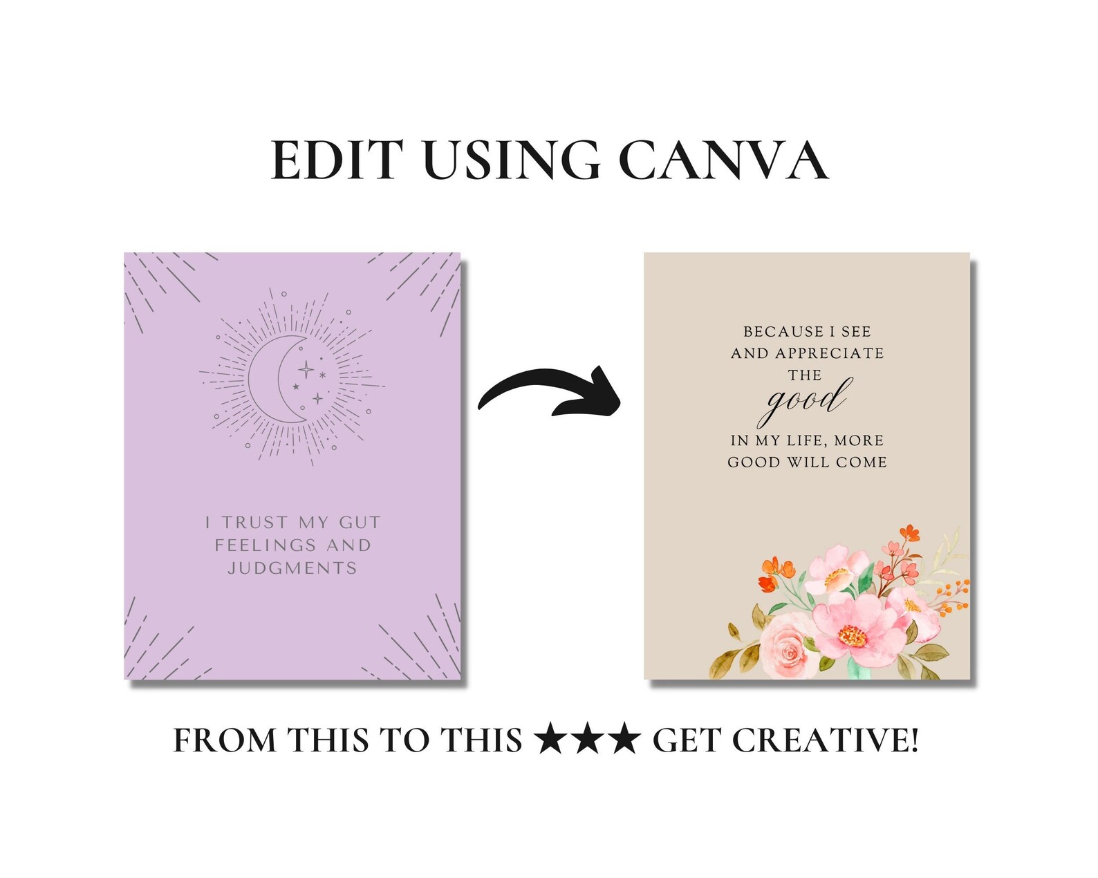 Affirmation Cards Template Canva Boundaries Affirmation - Etsy