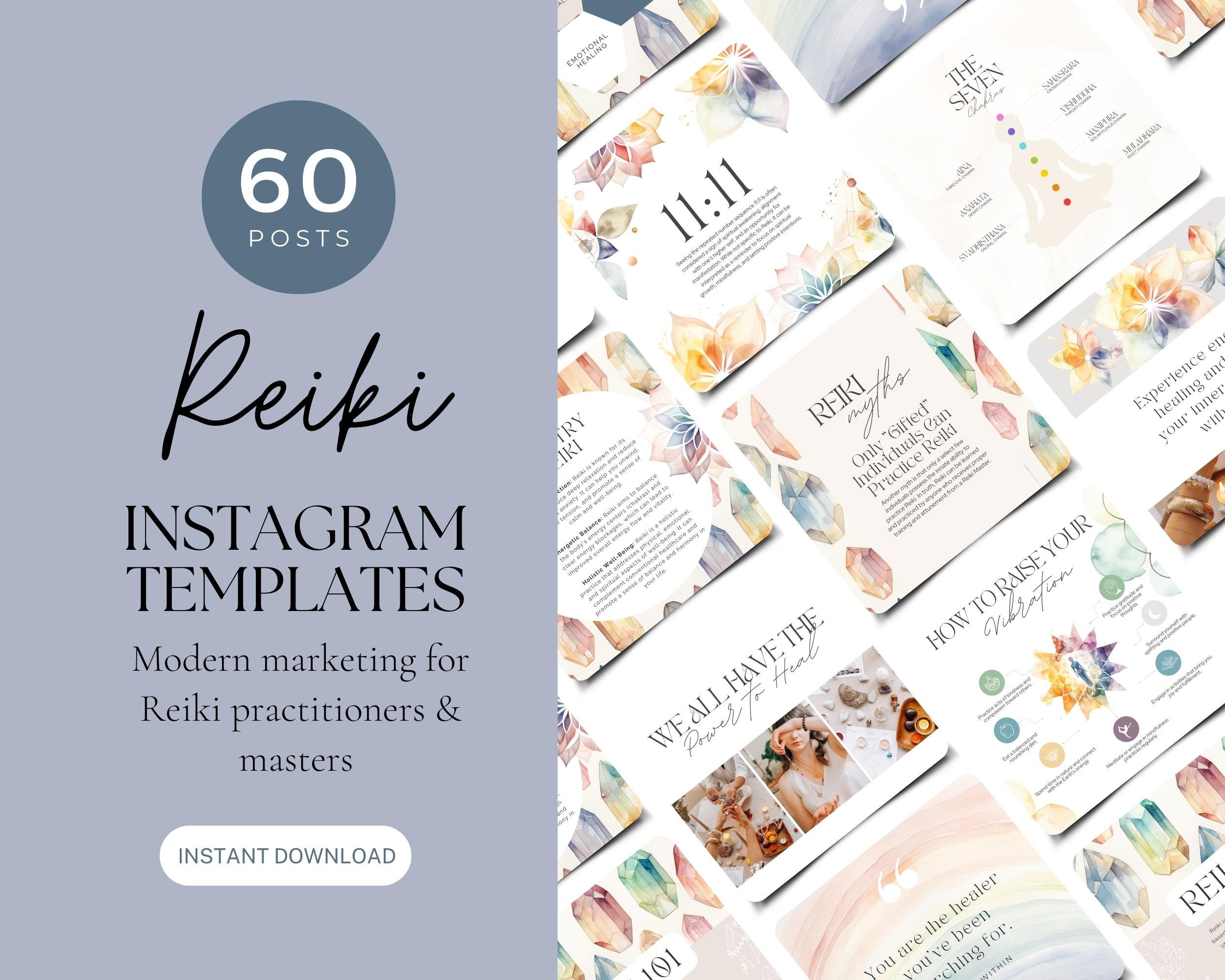 Reiki Instagram Templates, Reiki Social Media Posts, Canva Templates ...