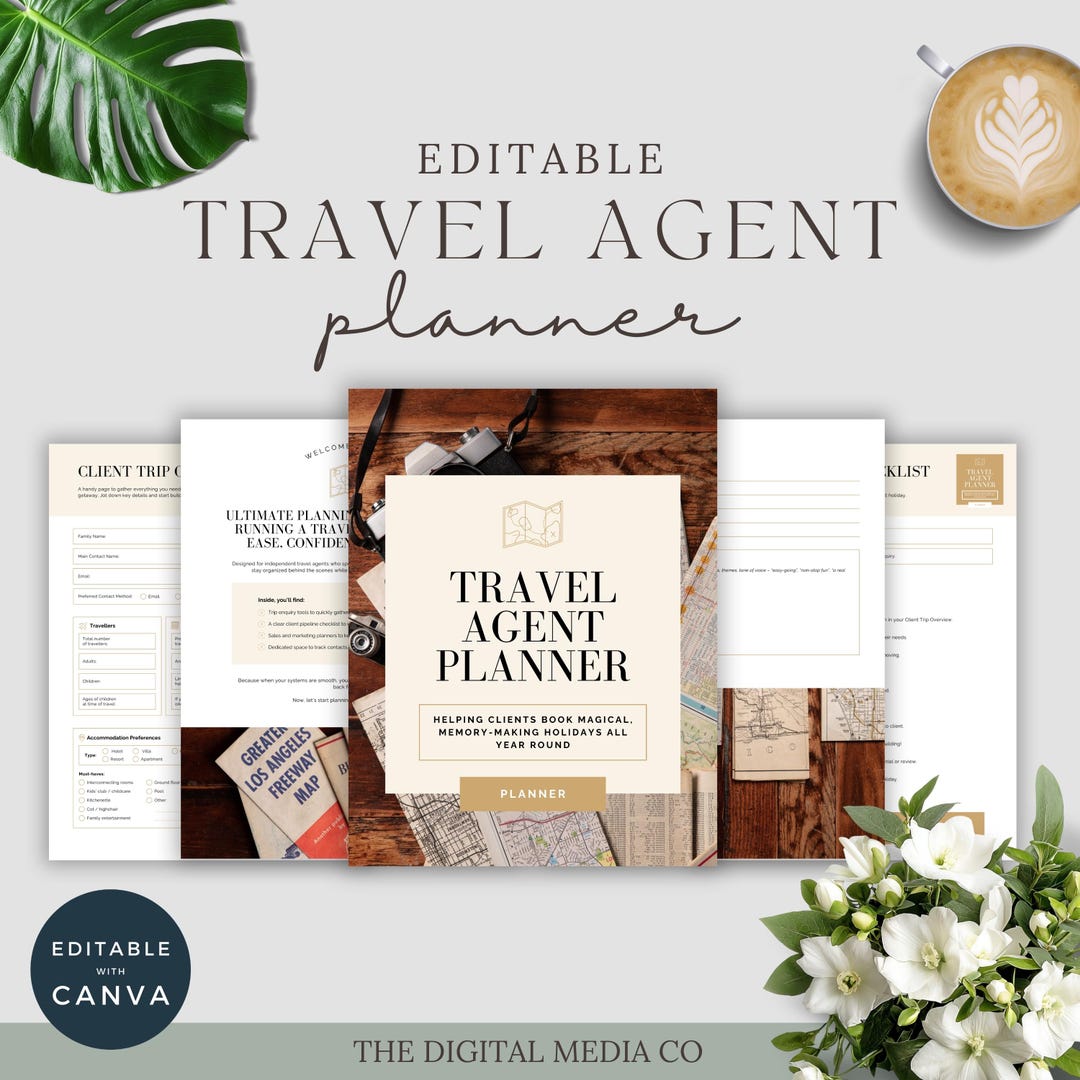 Travel Agent Planner Canva Template | Travel Business Organizer ...