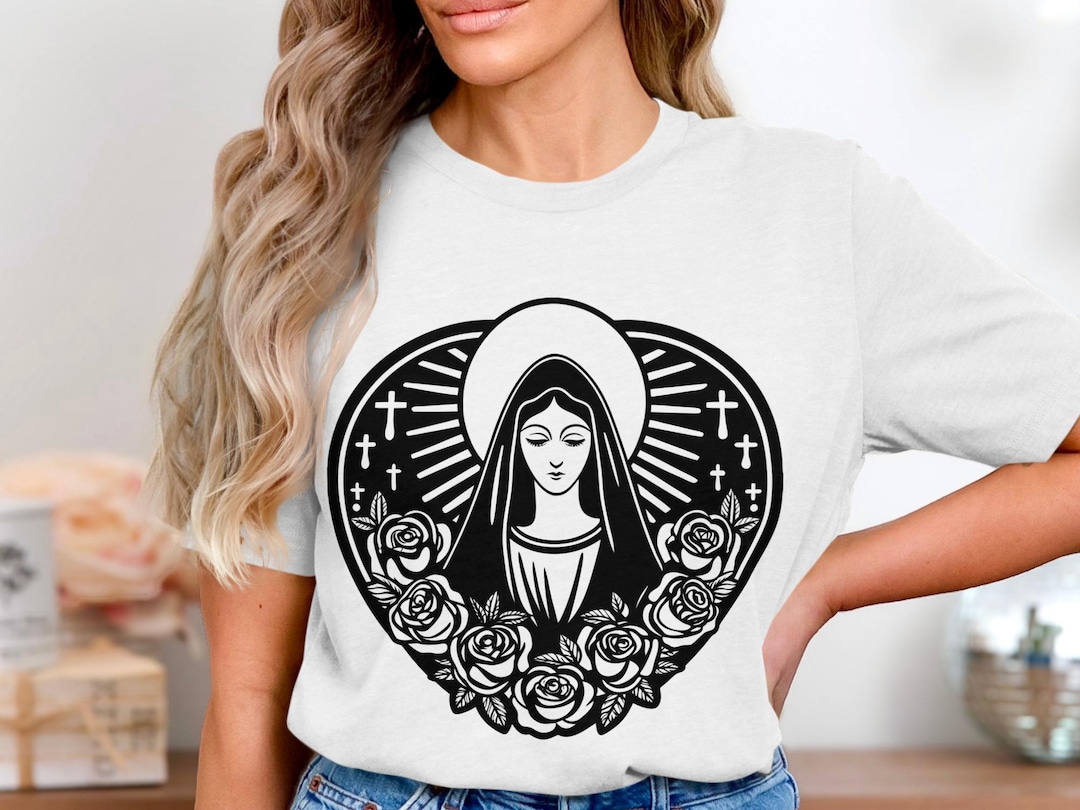 Virgin Mary SVG, Religious Art, Saint Mary Vector, Mother Mary Cut File ...