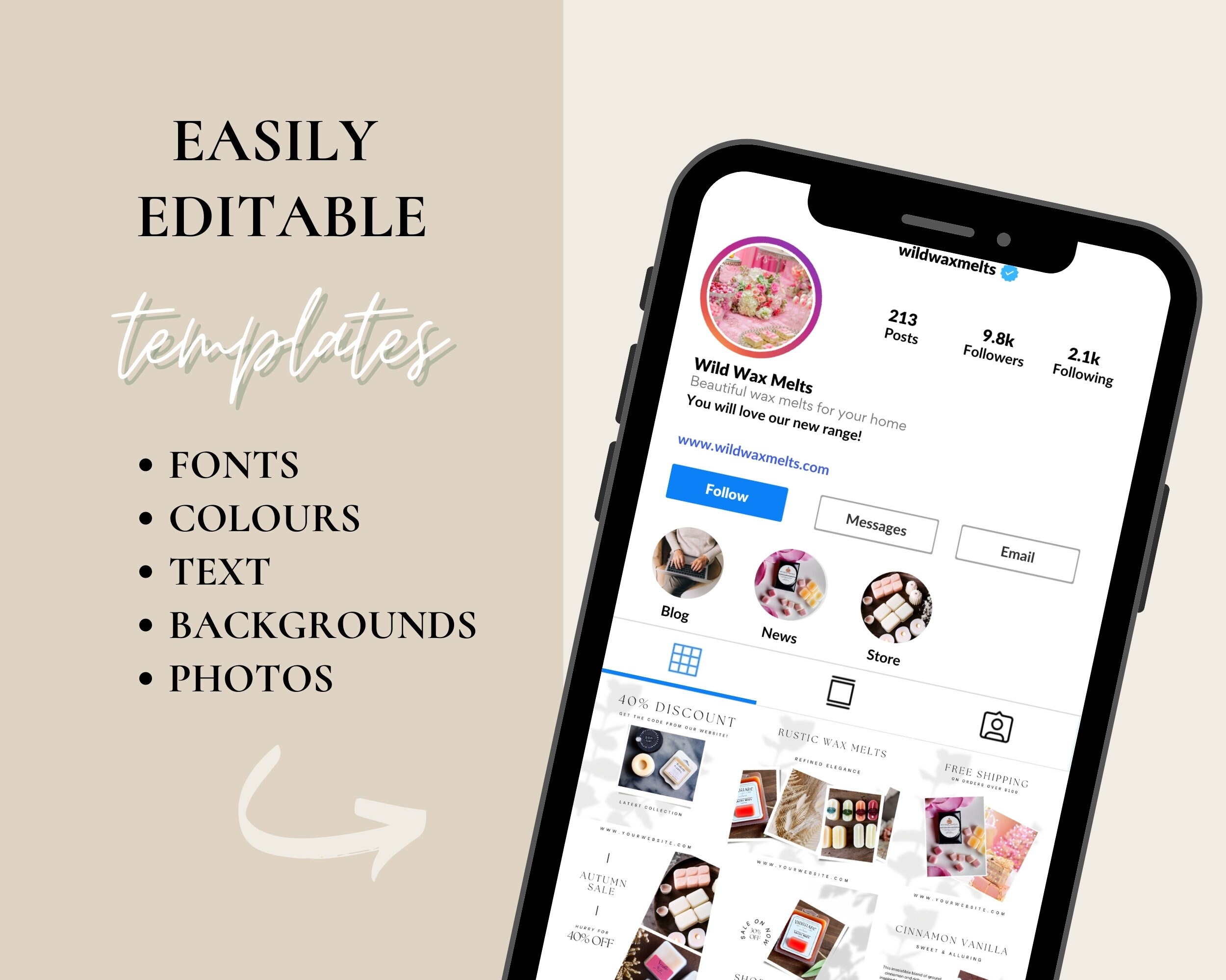 Wax Melt Instagram Templates Scented Wax Melt Social Media - Etsy