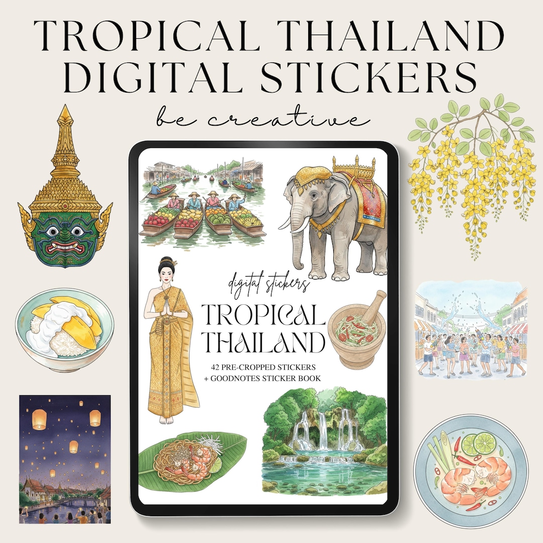 Thailand Themed Digital Stickers With Goodnotes Book - Etsy