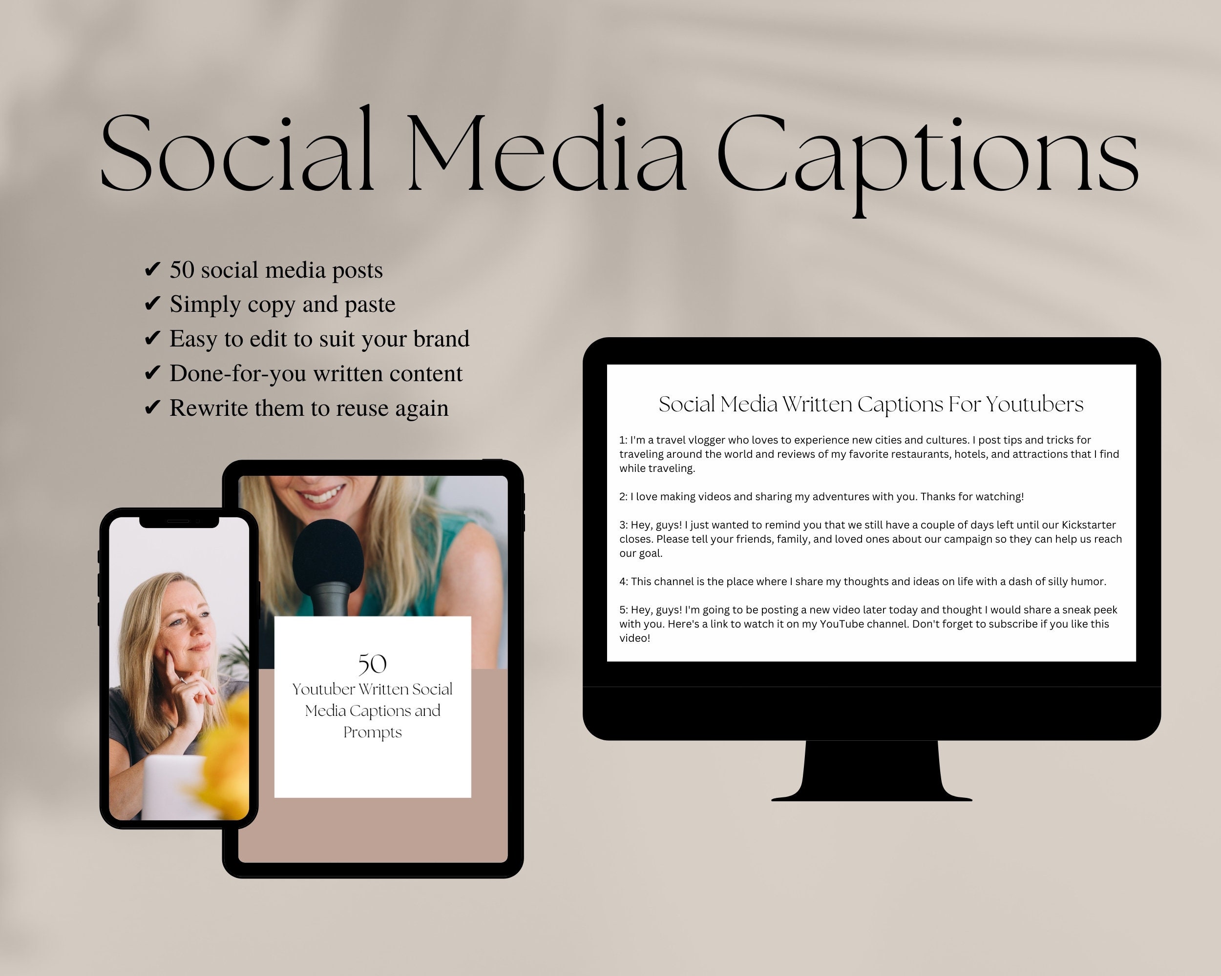 50 Written Social Media Captions and Prompts for Youtubers, Instagram ...