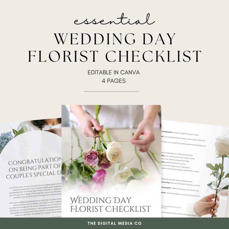 Wedding Florist Checklist | Printable Wedding Day Check List | Floral ...