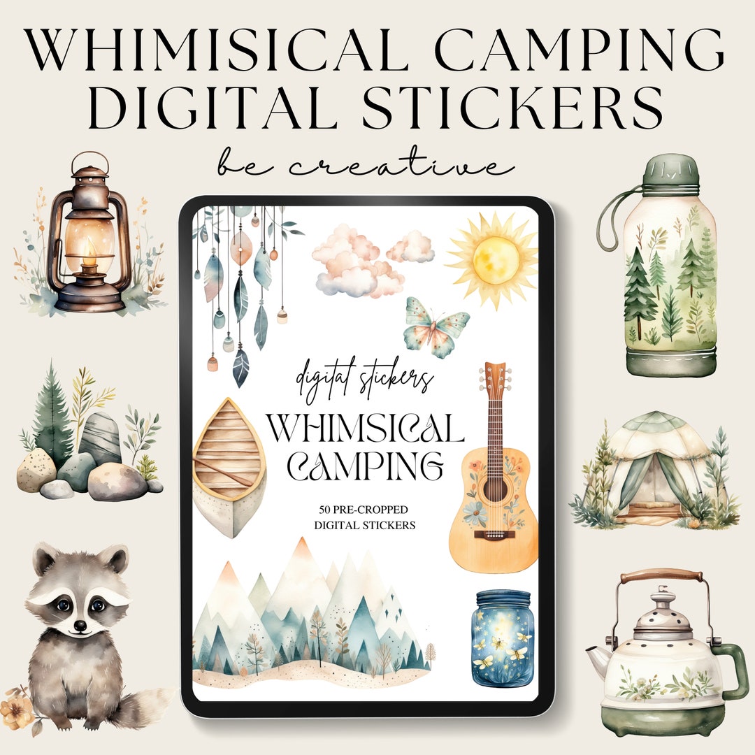 Whimsical Camping Digital Stickers, Goodnotes Outdoors Stickers, Every ...