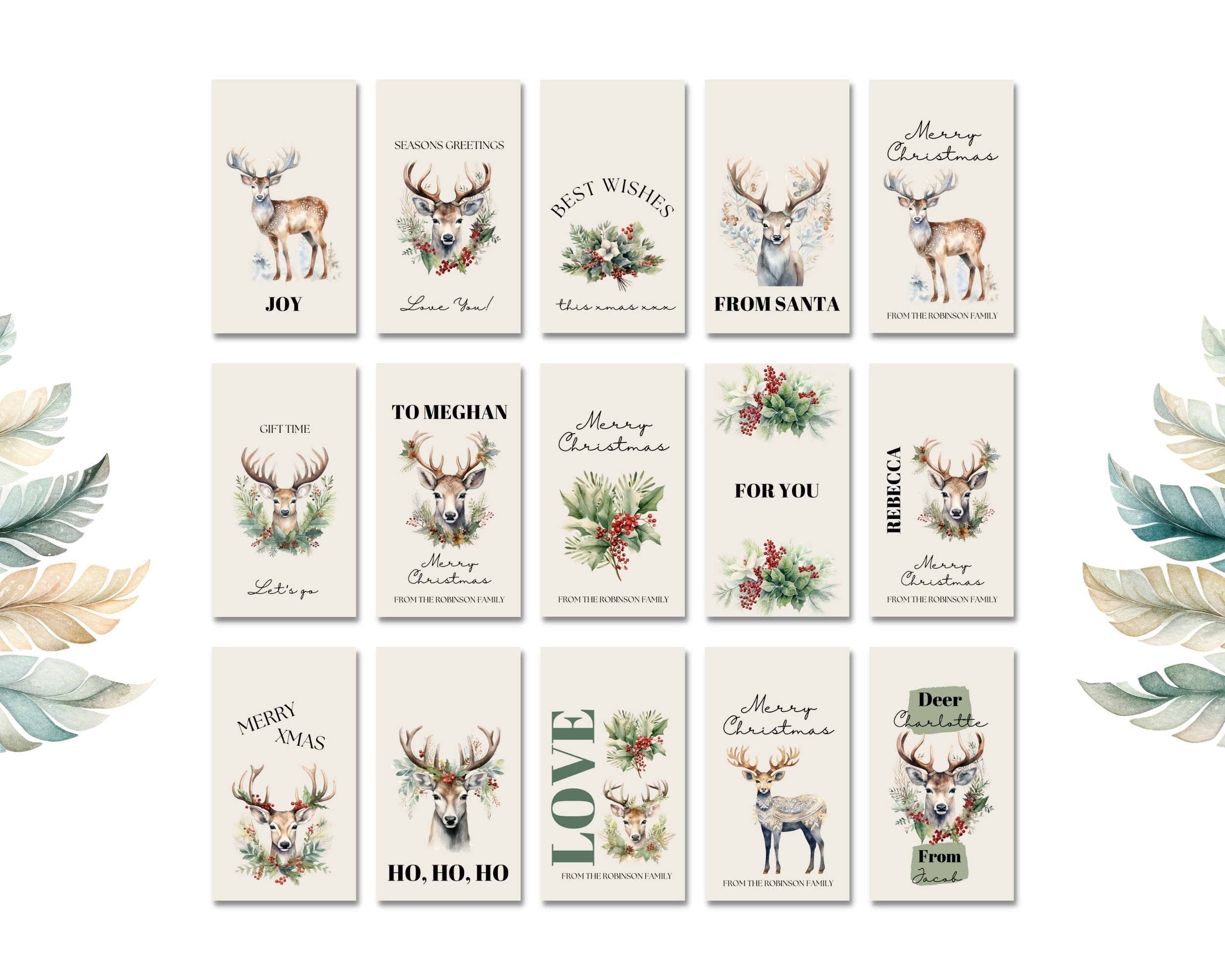 Editable Canva Christmas Tags, Printable Gift Note, Personalized Xmas ...