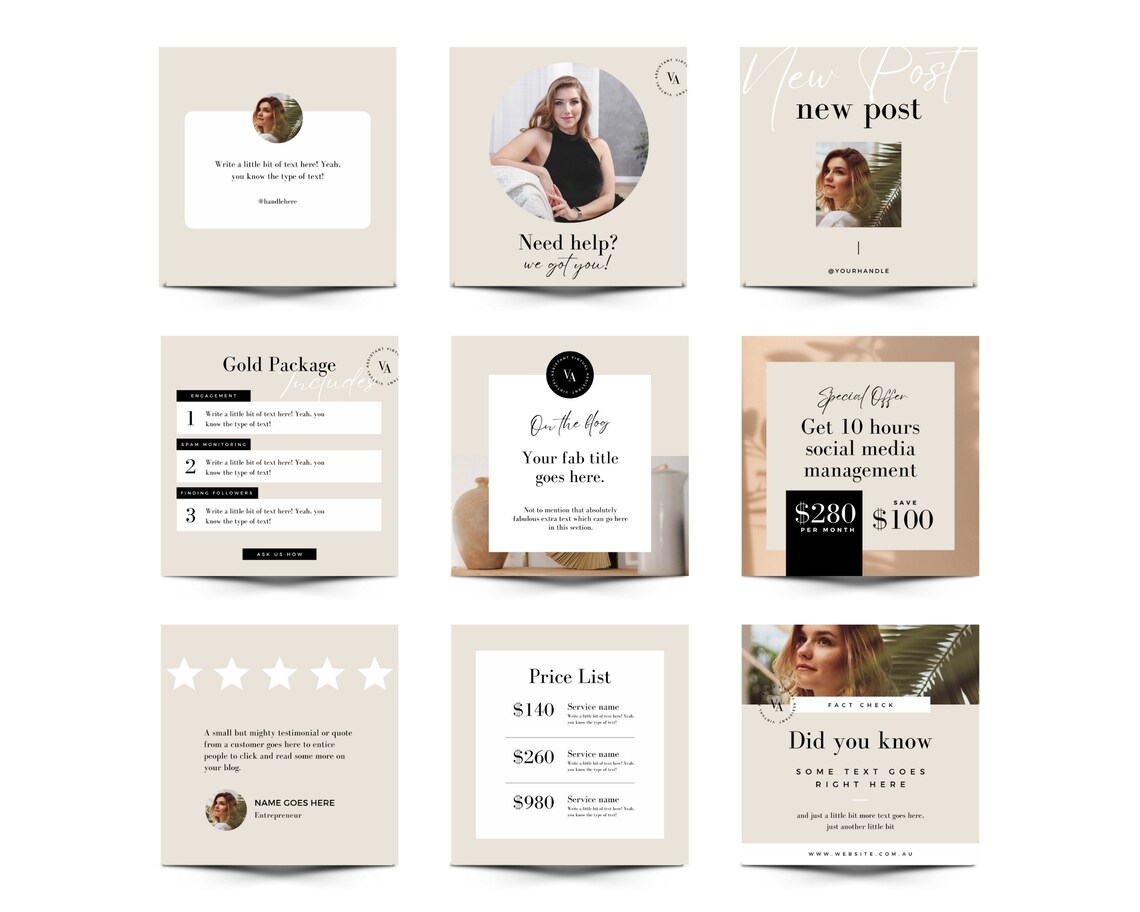 50 Virtual Assistant Instagram Templates VA Marketing - Etsy