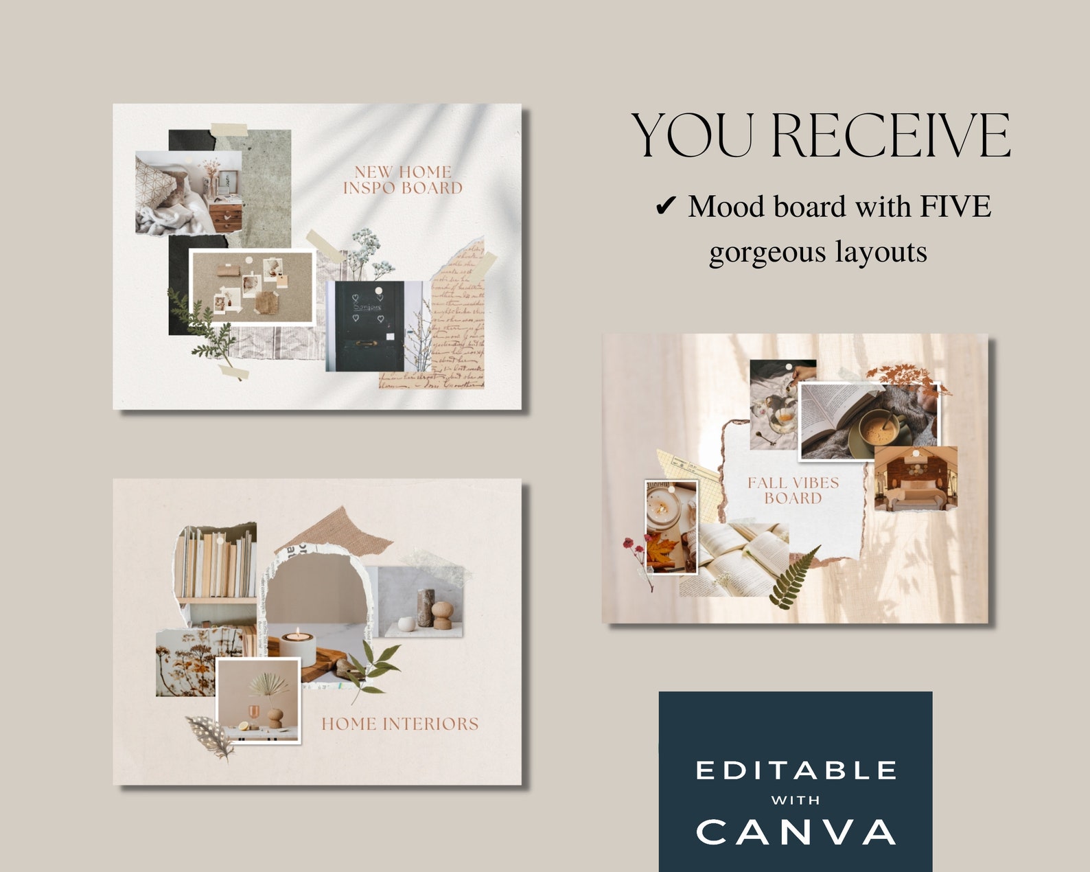 Canva Mood Board Bundle, Canva Vision Board Templates, Editable Mood ...