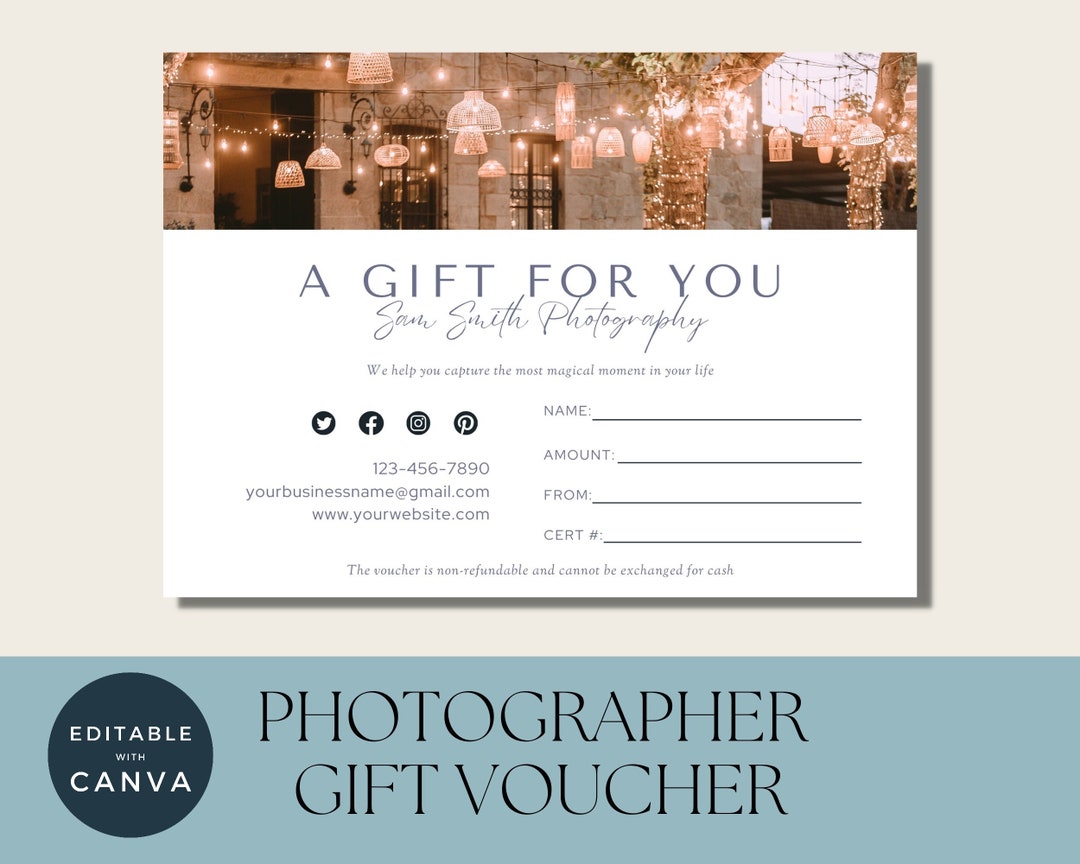 Gift Card for Photographer | Photo Session Gift Card | Printable ...