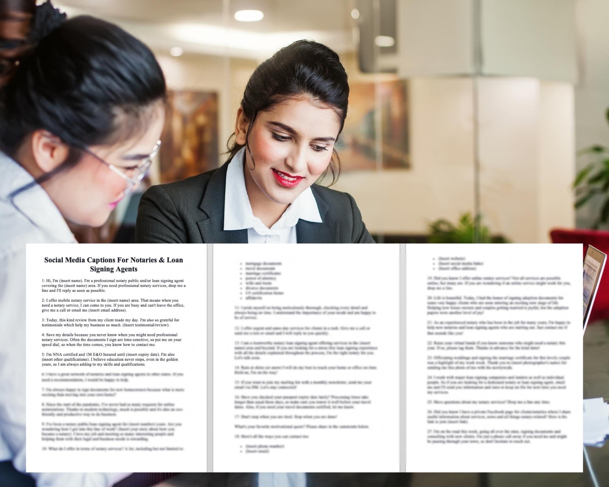 Written Social Media Captions for Notaries Loan Signing Agent - Etsy