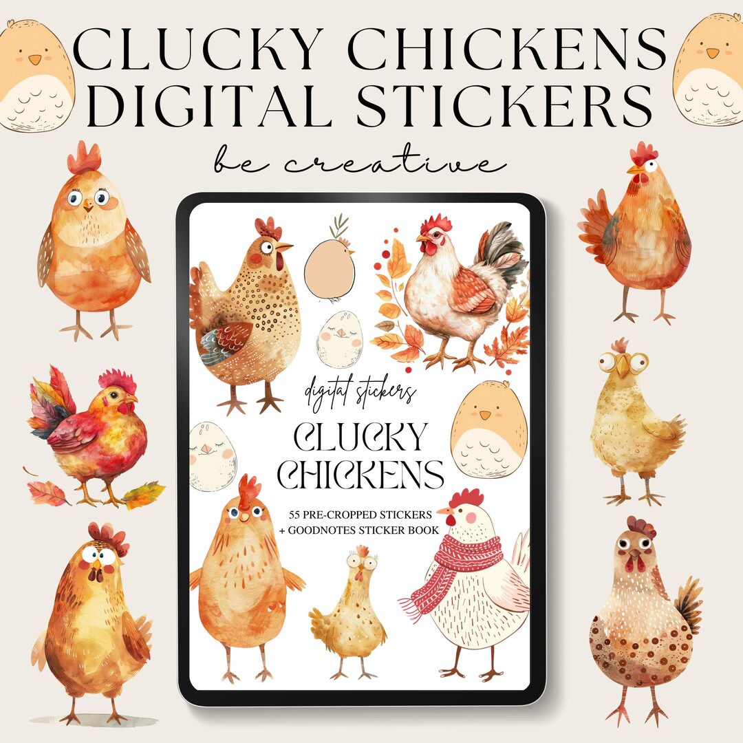 Clucky Chickens Digital Planner Stickers, Goodnotes Stickers, Farm Life ...