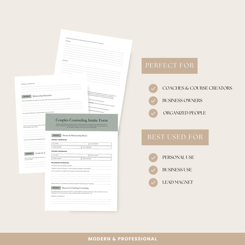 Couples Counseling Intake Form Canva Template - Etsy