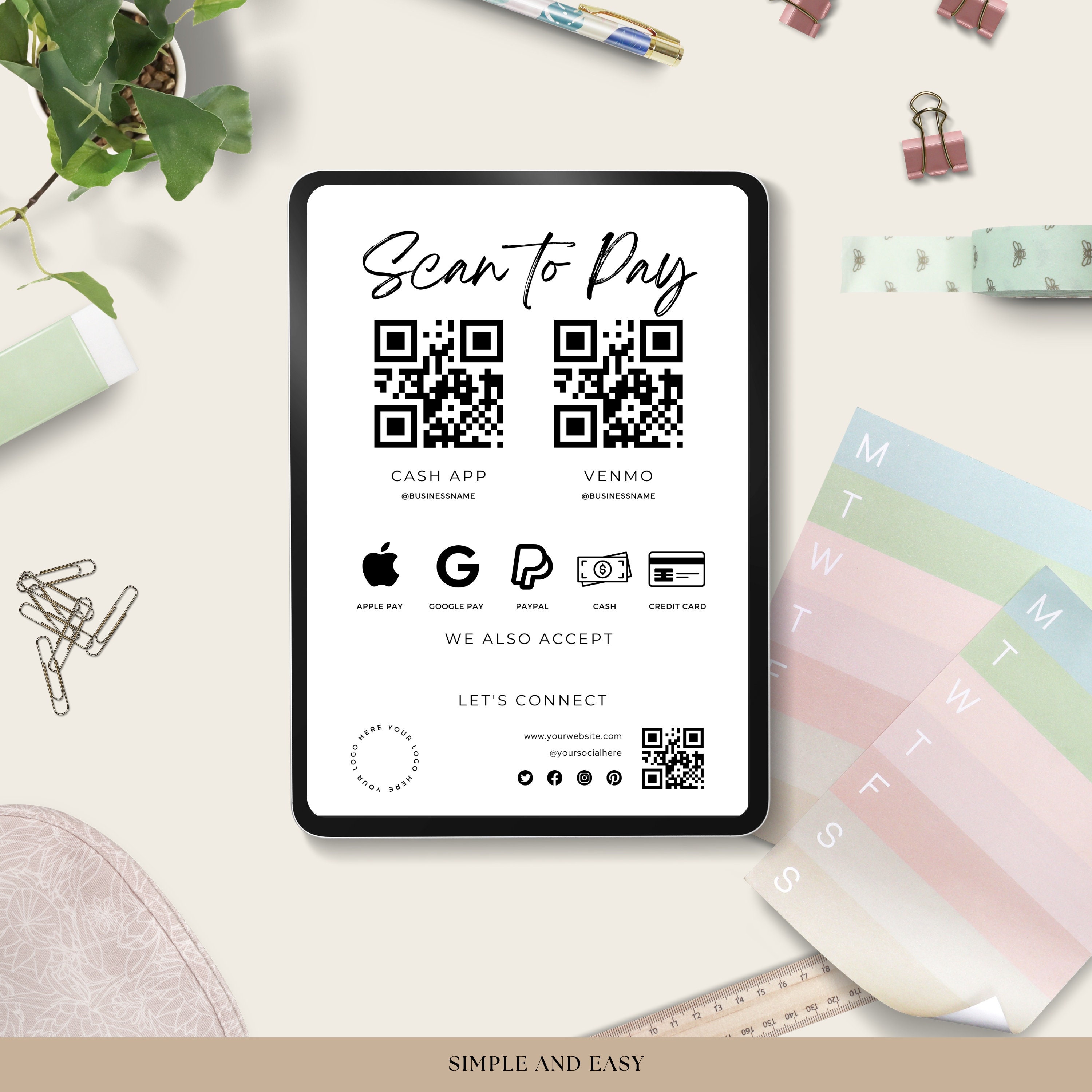 Scan to Pay Sign QR Code Sign Storefront Payment Options - Etsy