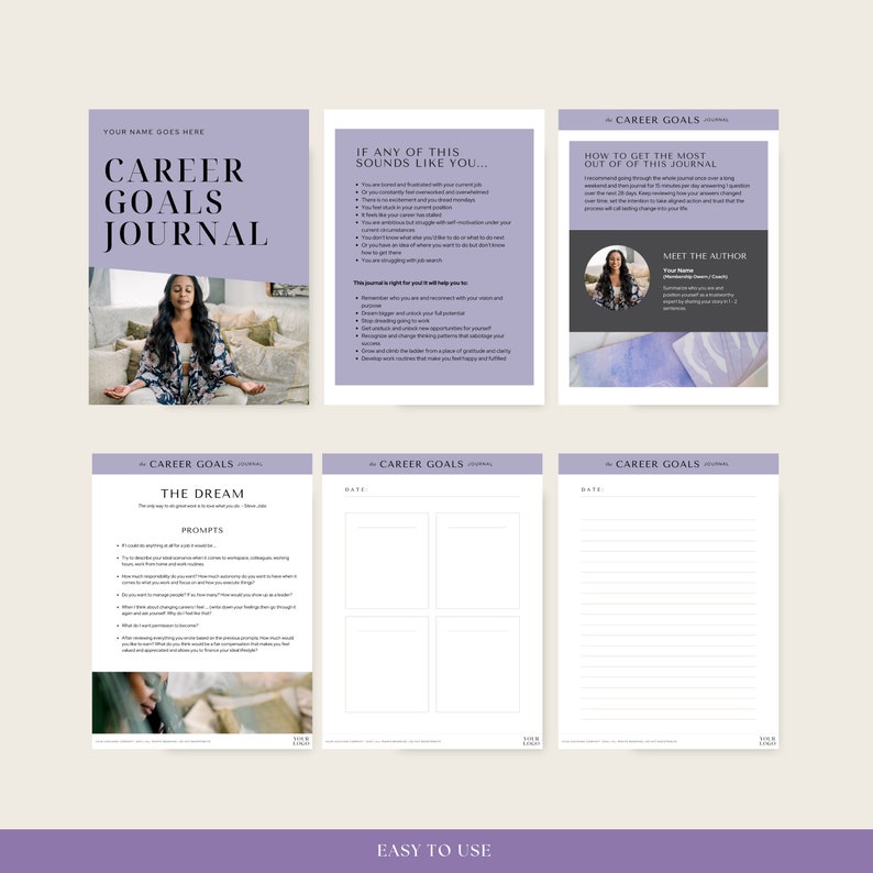Career Goals Journal, Career Planner, Canva Career Plan Template ...