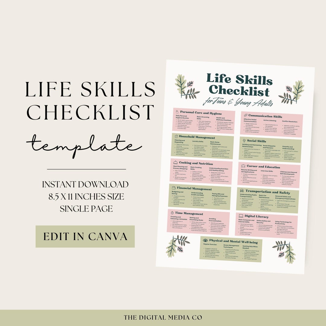 Life Skills Checklist | Printable PDF | Independent Living Skills ...