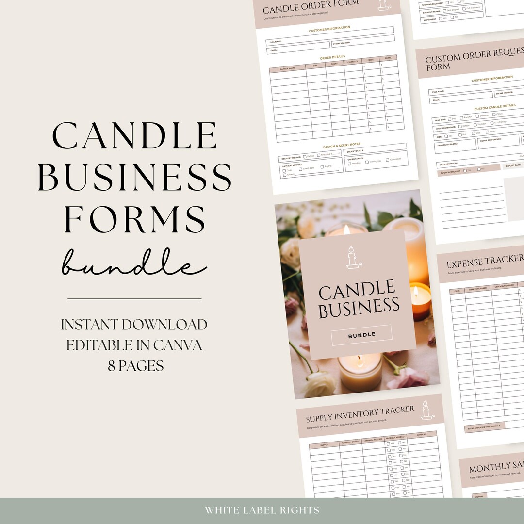 Candle Business Forms Bundle, Printable Templates for Candle Makers ...