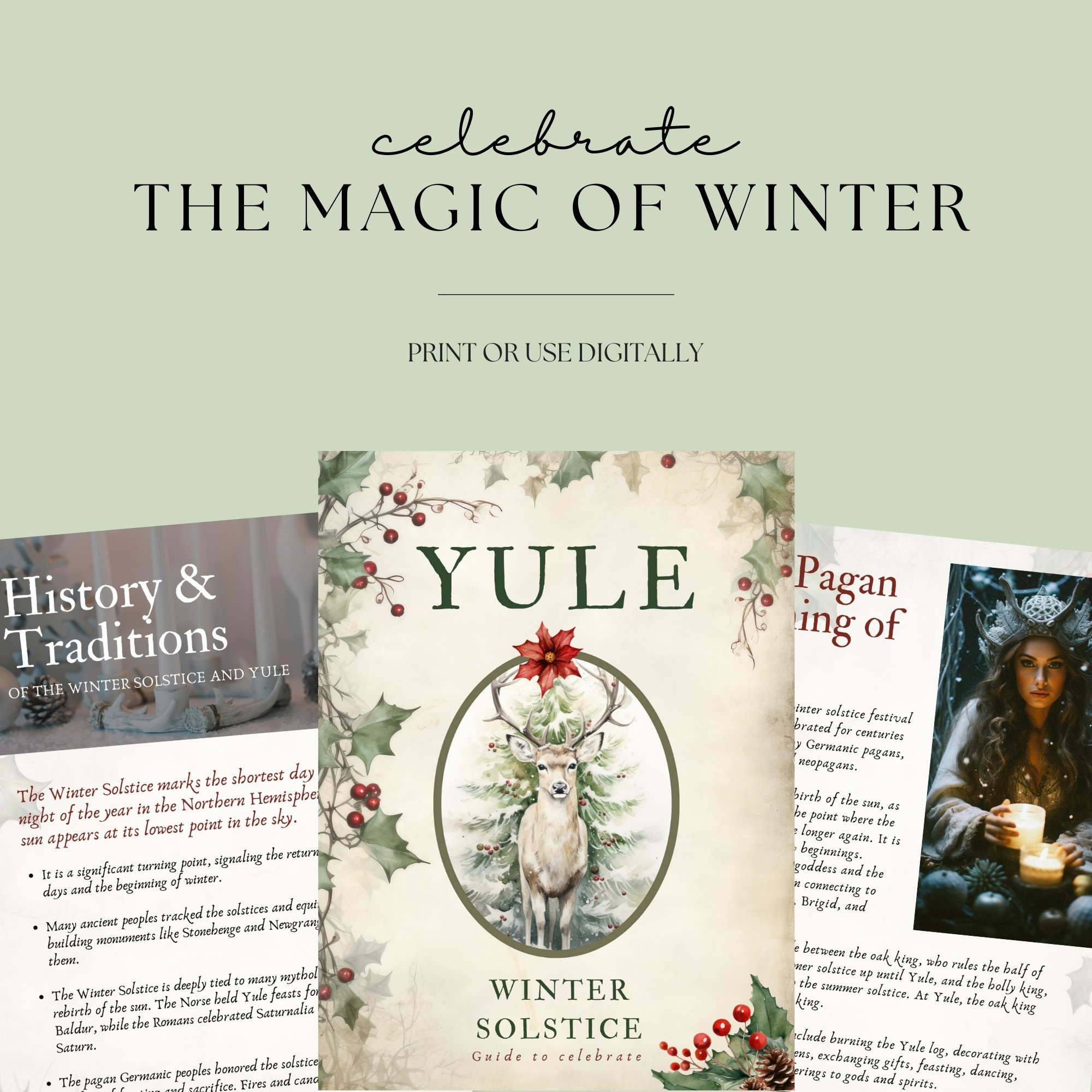 Yule Winter Solstice Workbook, Magical Seasonal Guide, Printable ...