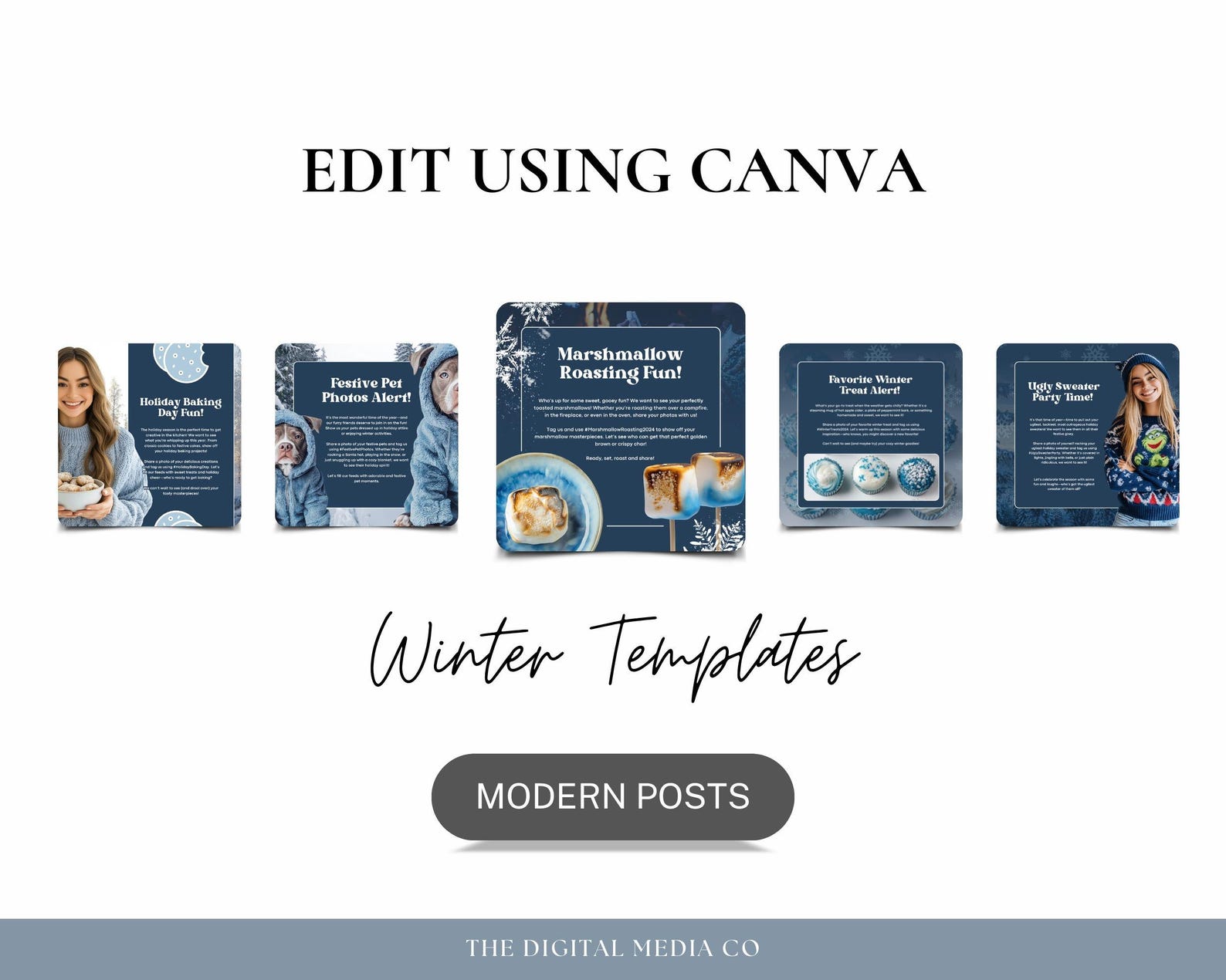 Winter Templates, Editable Canva Social Media Posts, Engagement ...