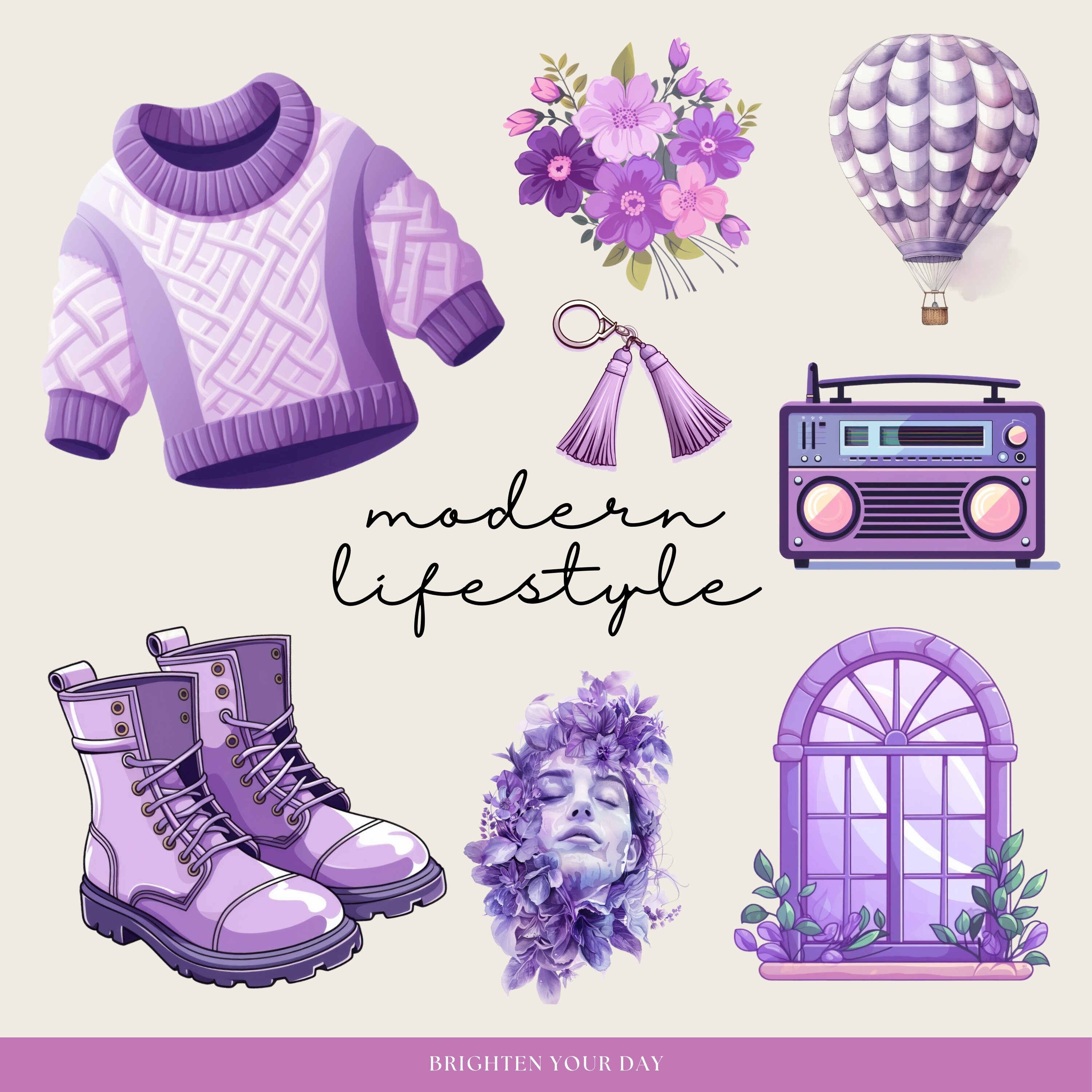 Purple Digital Planner Stickers, Lilac Sticker Book, Goodnotes Every ...