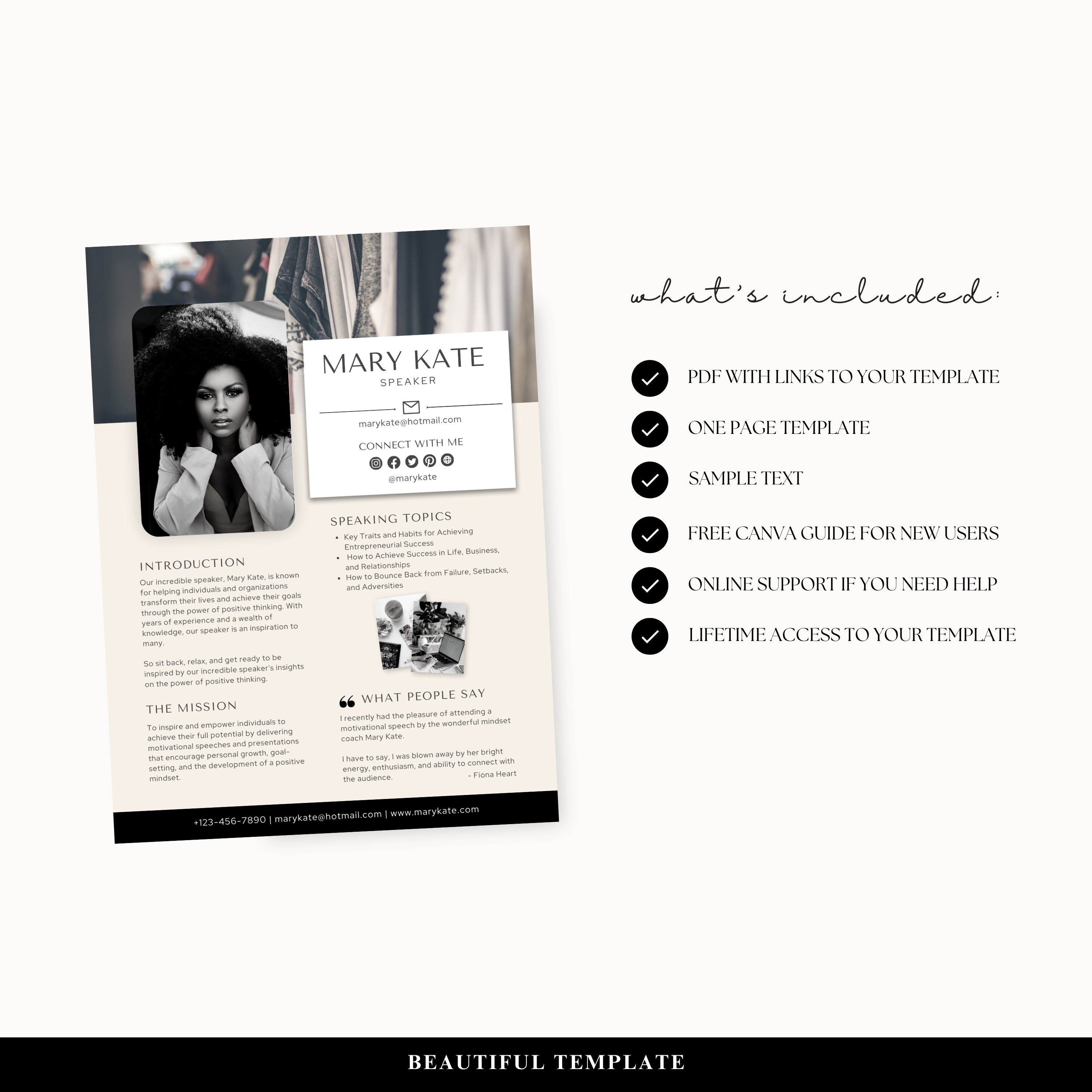Speaker One Sheet Speaker Sheet Template Canva Keynote - Etsy