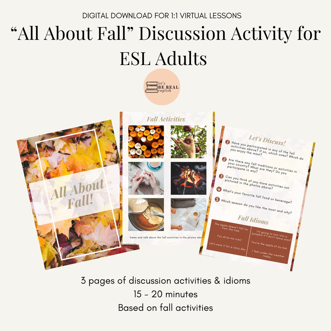 All About Fall Discussion Activity for ESL Adults - 15-20 Minutes ...