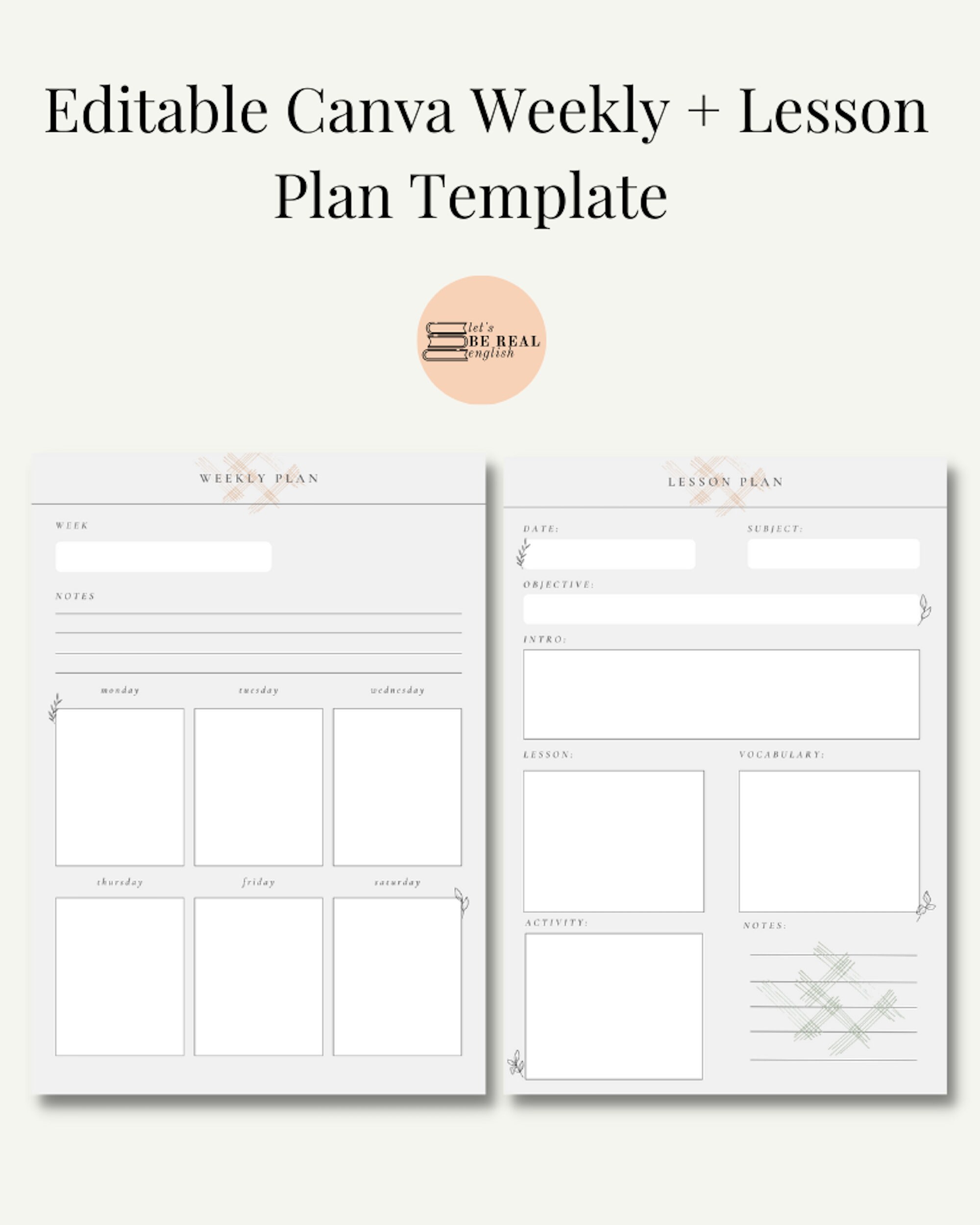 Weekly + Daily Lesson Planners for ESL Teachers - Editable Canva ...