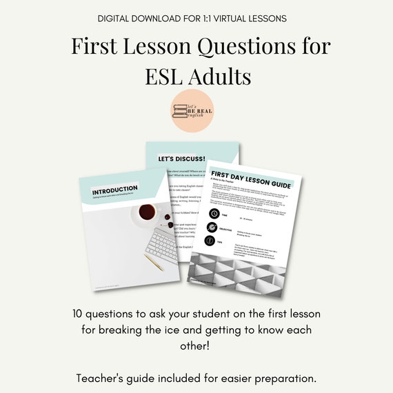ESL Digital Lesson Plan for Adults First Day Lesson | Etsy