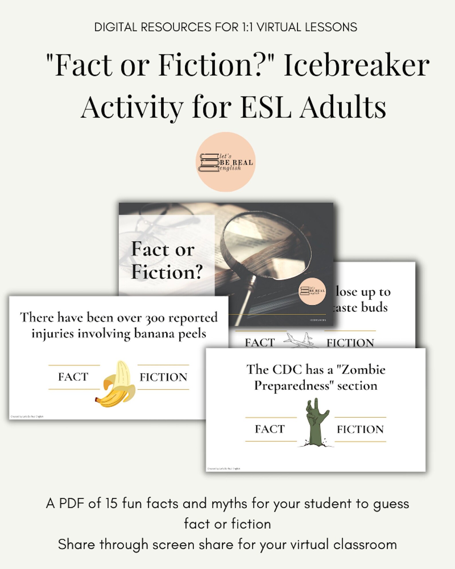 ESL Digital Activity for Adults, Fact or Fiction Icebreaker, Discussion ...