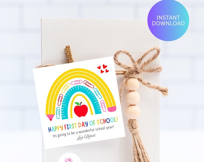 Happy First Day of School Tag, Back to School Gift Tag, First Day of ...