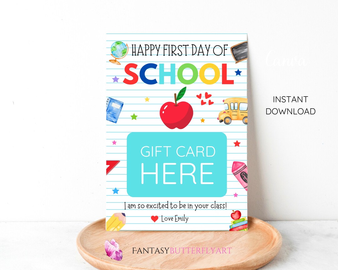 Printable First Day of School Gift Card Holder, Welcome Back to School ...