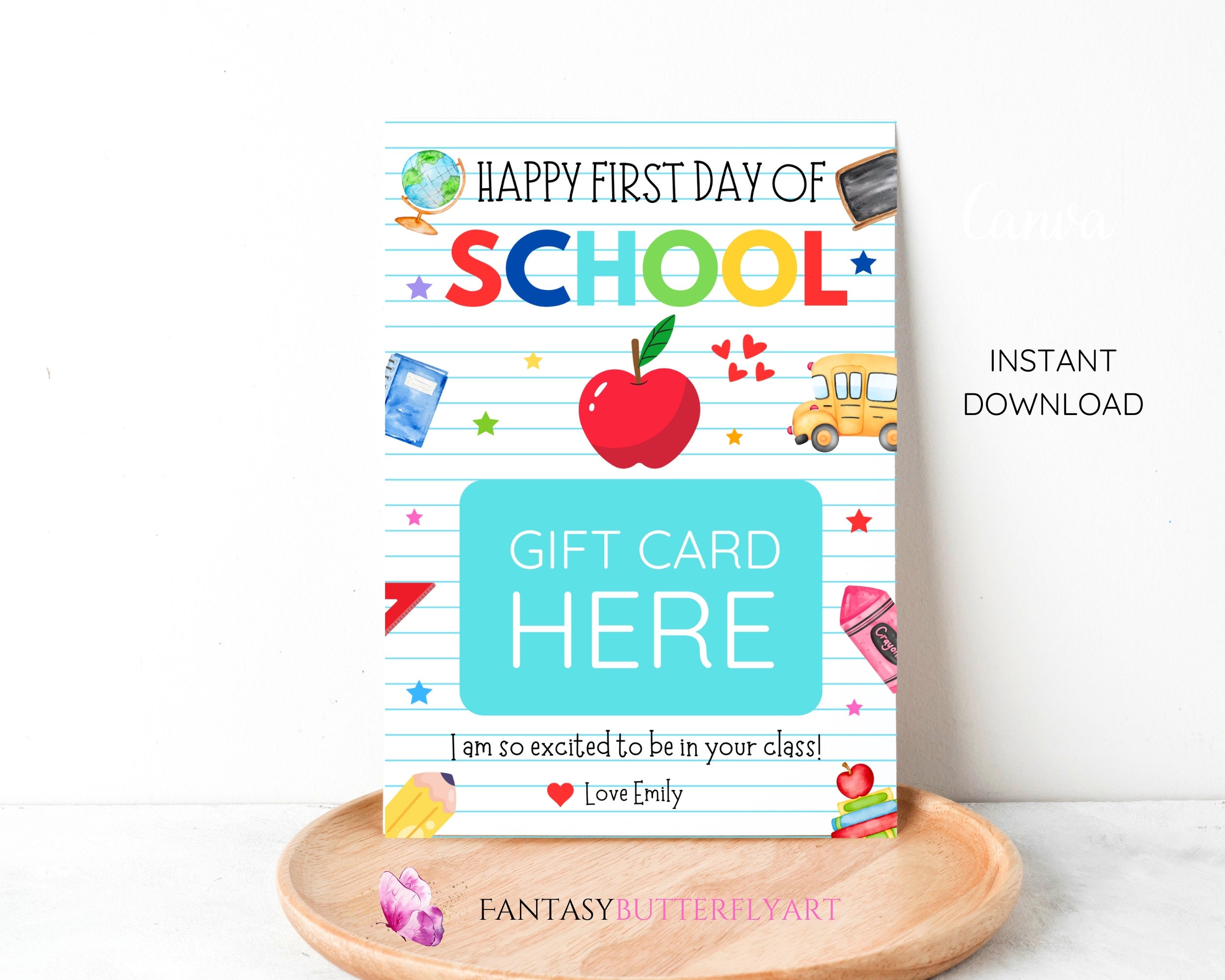 Printable First Day of School Gift Card Holder, Welcome Back to School ...