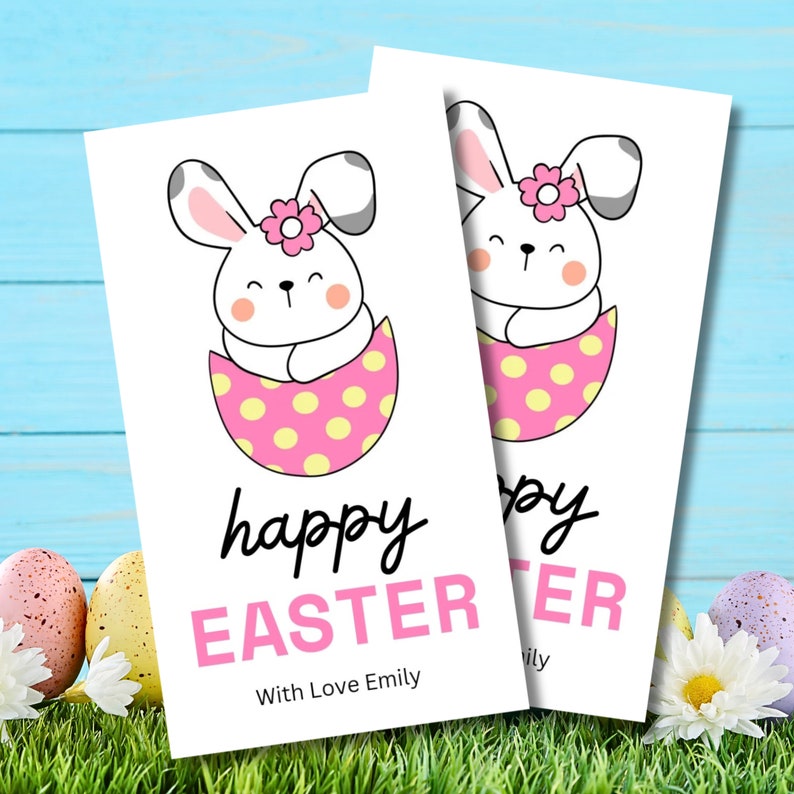 Printable Happy Easter Bunny Gift Tag Instant Download Flower Easter ...