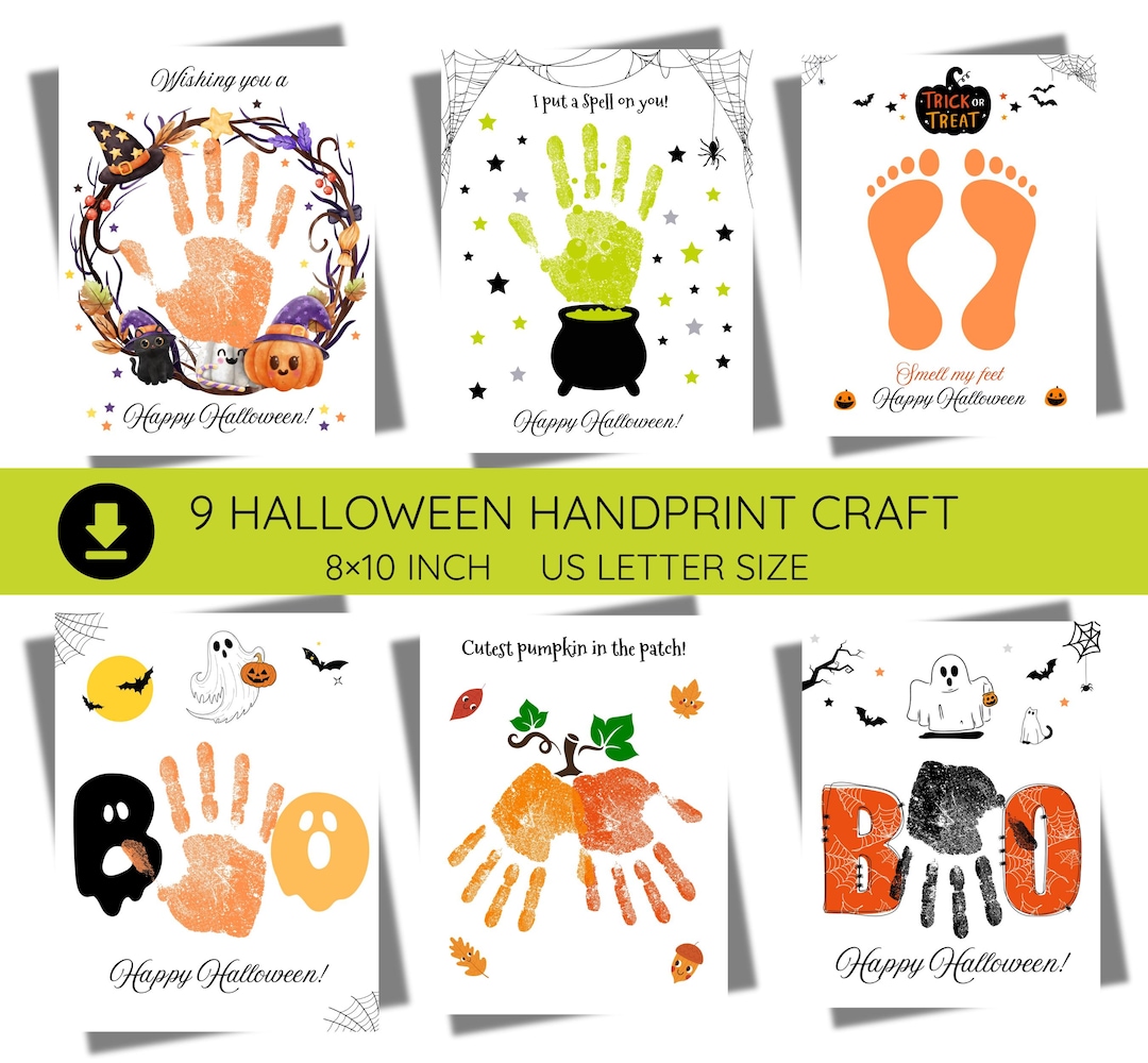 PRINTABLE Halloween Handprint Art, Boo Handprint Fall Art Craft ...