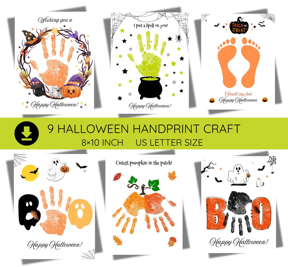 PRINTABLE Halloween Handprint Art, Boo Handprint Fall Art Craft ...