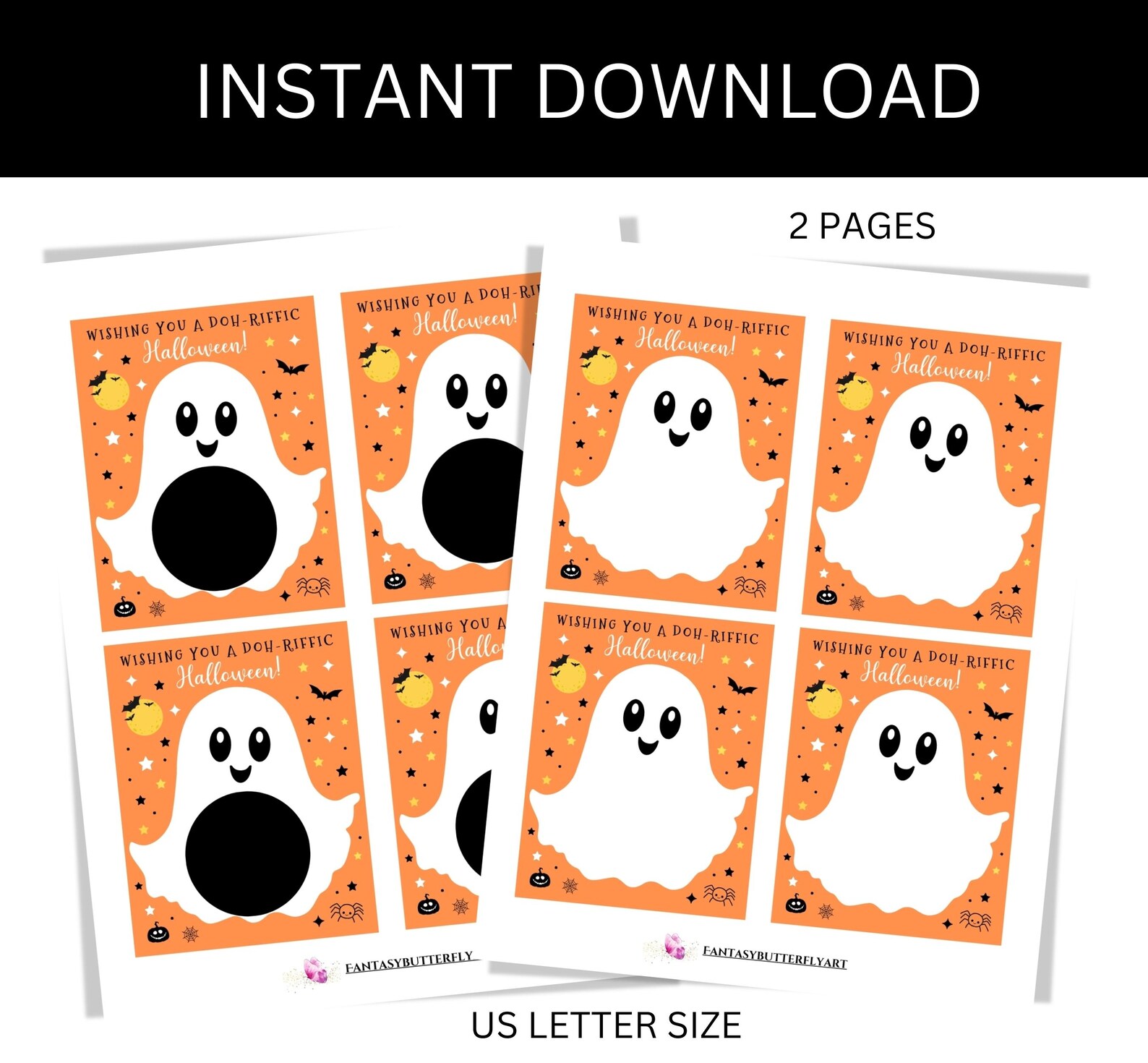 Halloween Ghost Play Doh Card Template, Printable Wishing You Doh Best ...