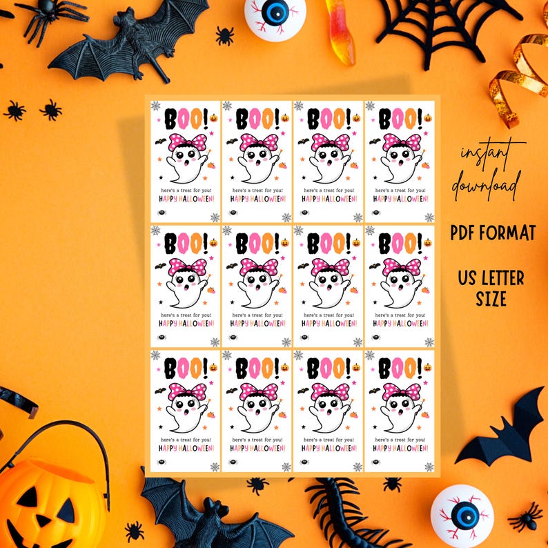 Editable Boo Halloween Tag Printable Cute Ghost Trick or Treat Favor ...
