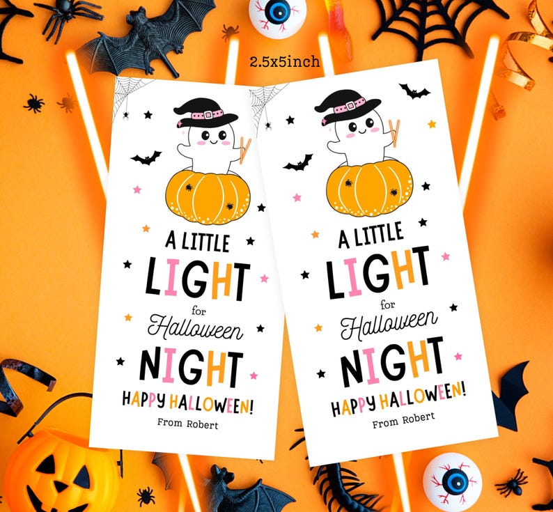 Halloween Glow Stick Tags, A Little Light for Halloween Night ...