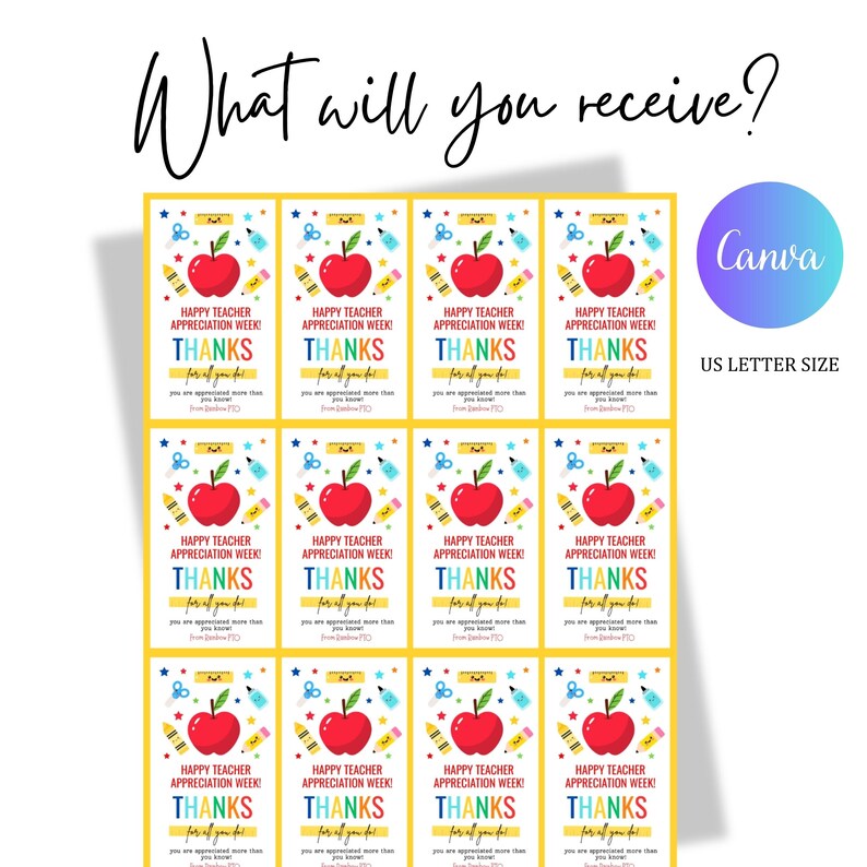 Happy Teacher Appreciation Week Gift Tag Template, Printable Thank You ...