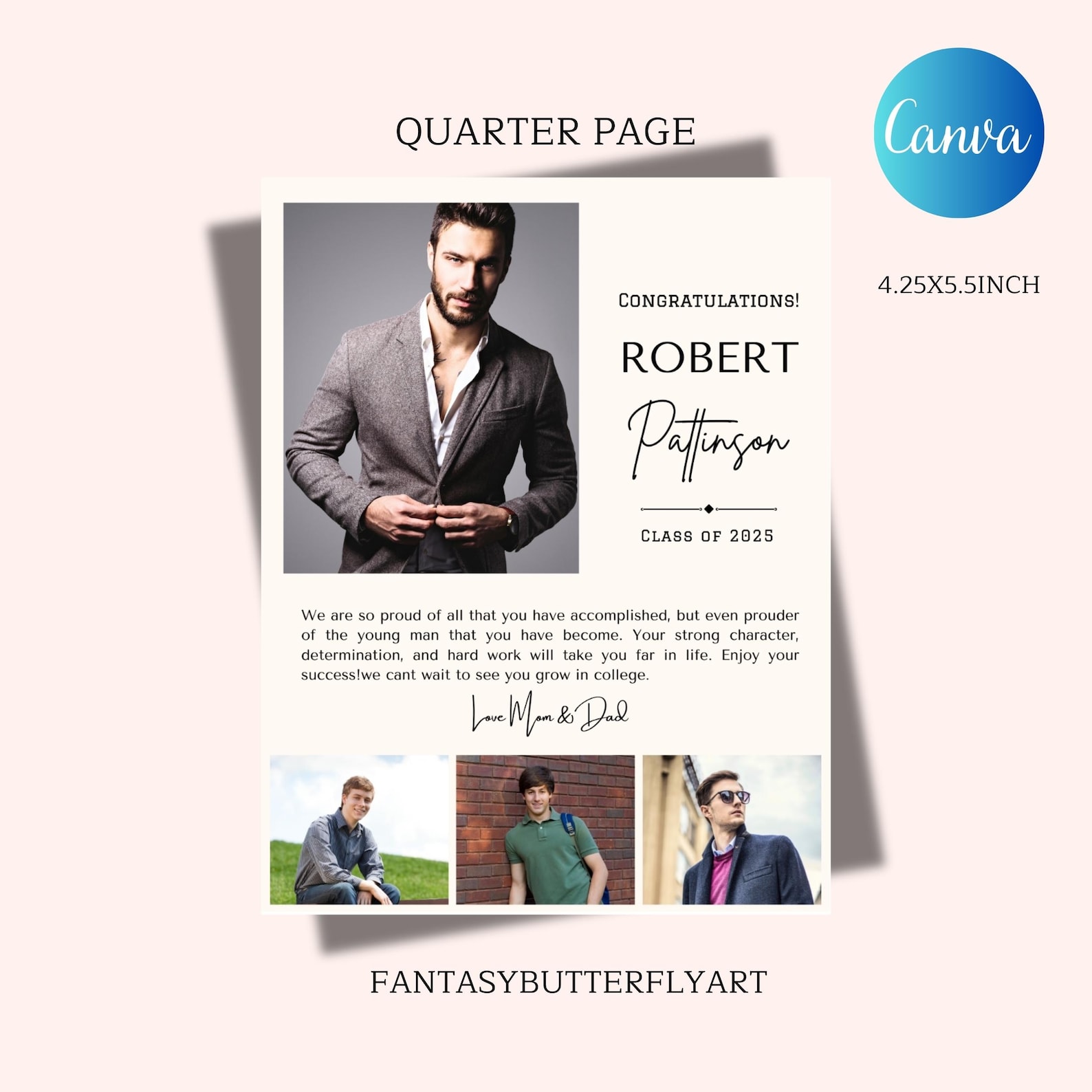 Editable Yearbook Ad Template, Full Page Half Page Quarter Page Senior ...
