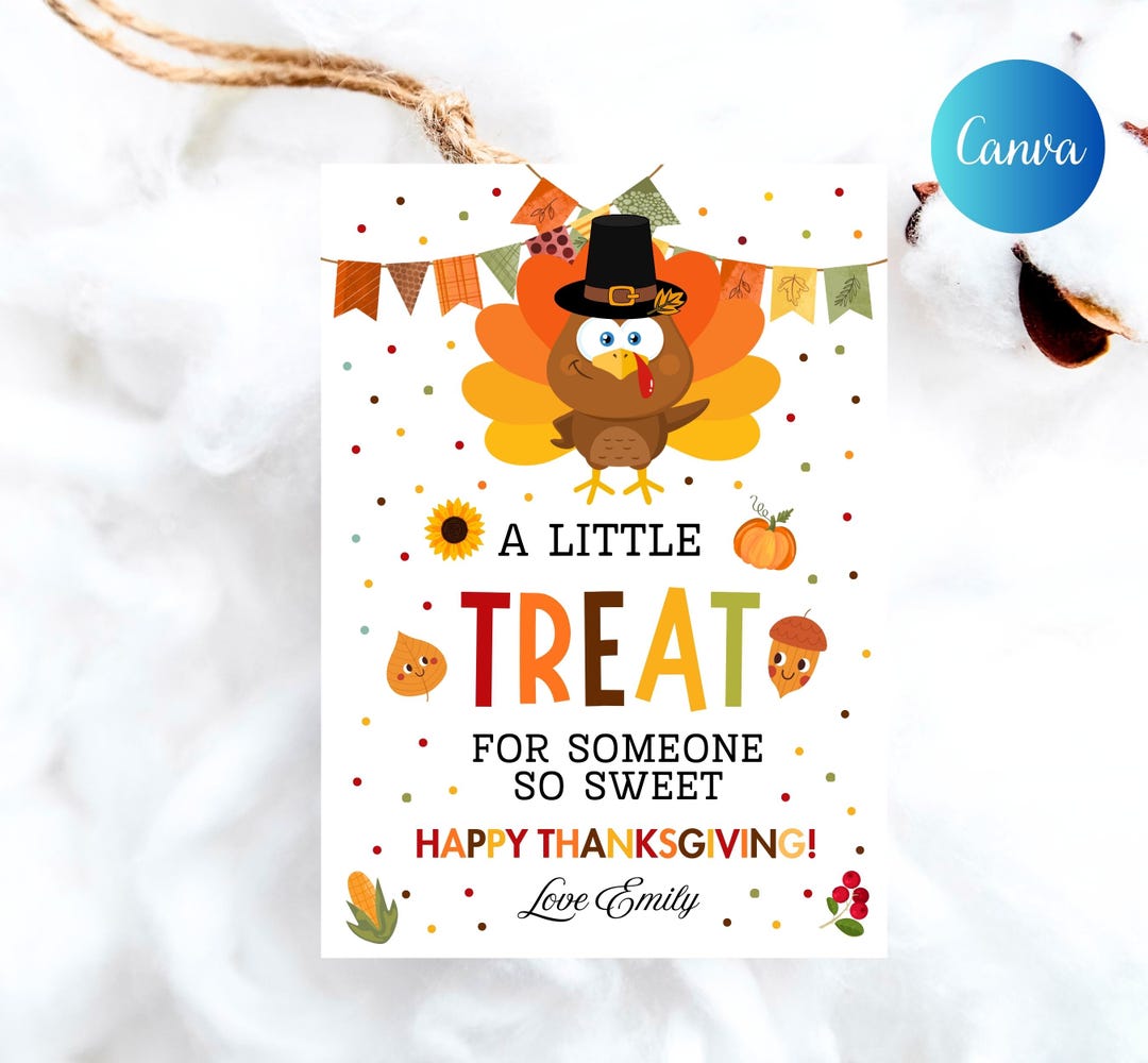 Thanksgiving Treat Tags Printable Fall Snack Bag Tags Turkey Classroom ...
