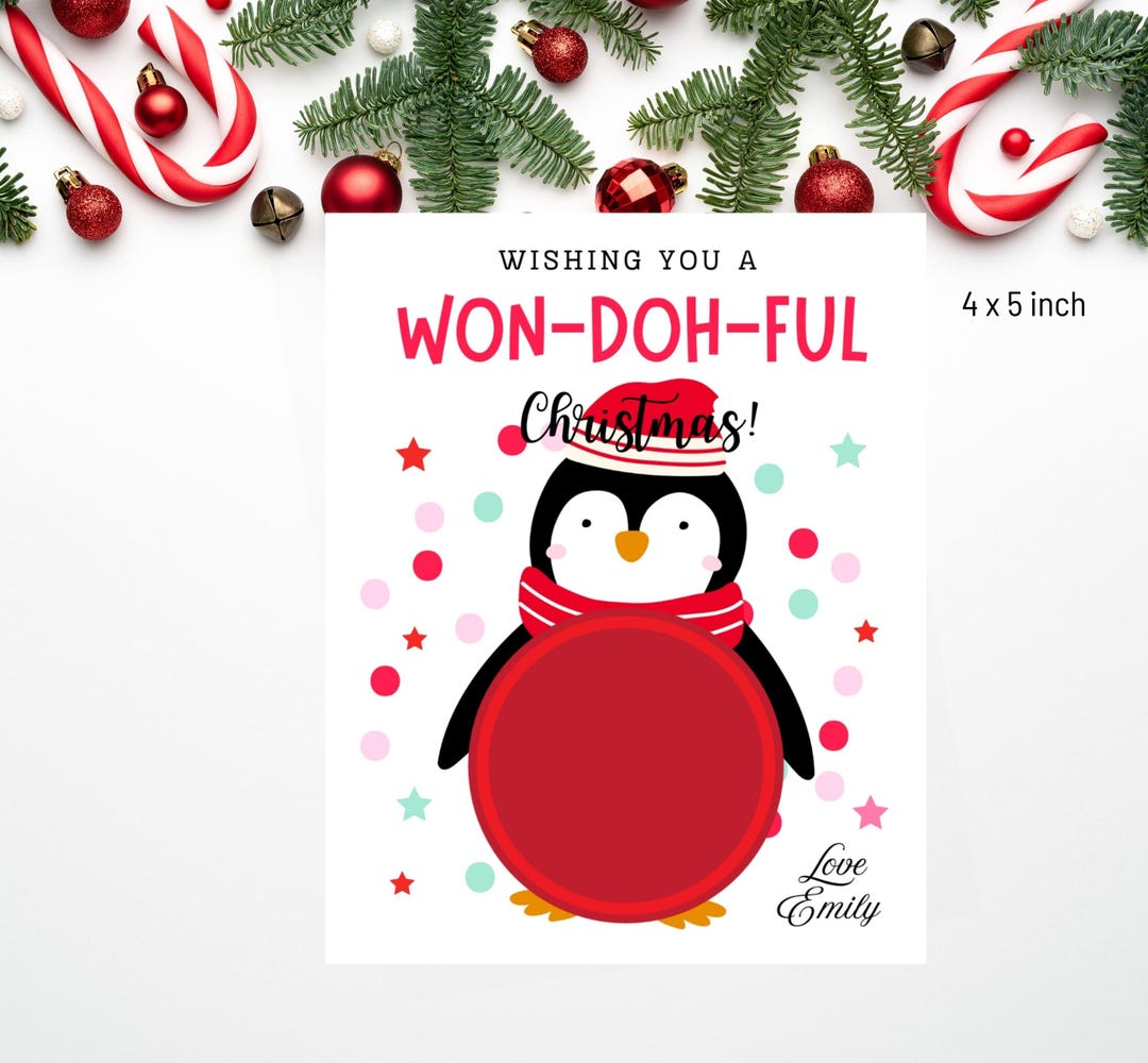 Christmas Penguin Playdoh Card Template, Printable Wishing You ...
