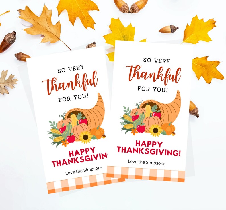 Printable Thanksgiving Thank You Tags Fall Gift Tags Turkey Day Favor ...
