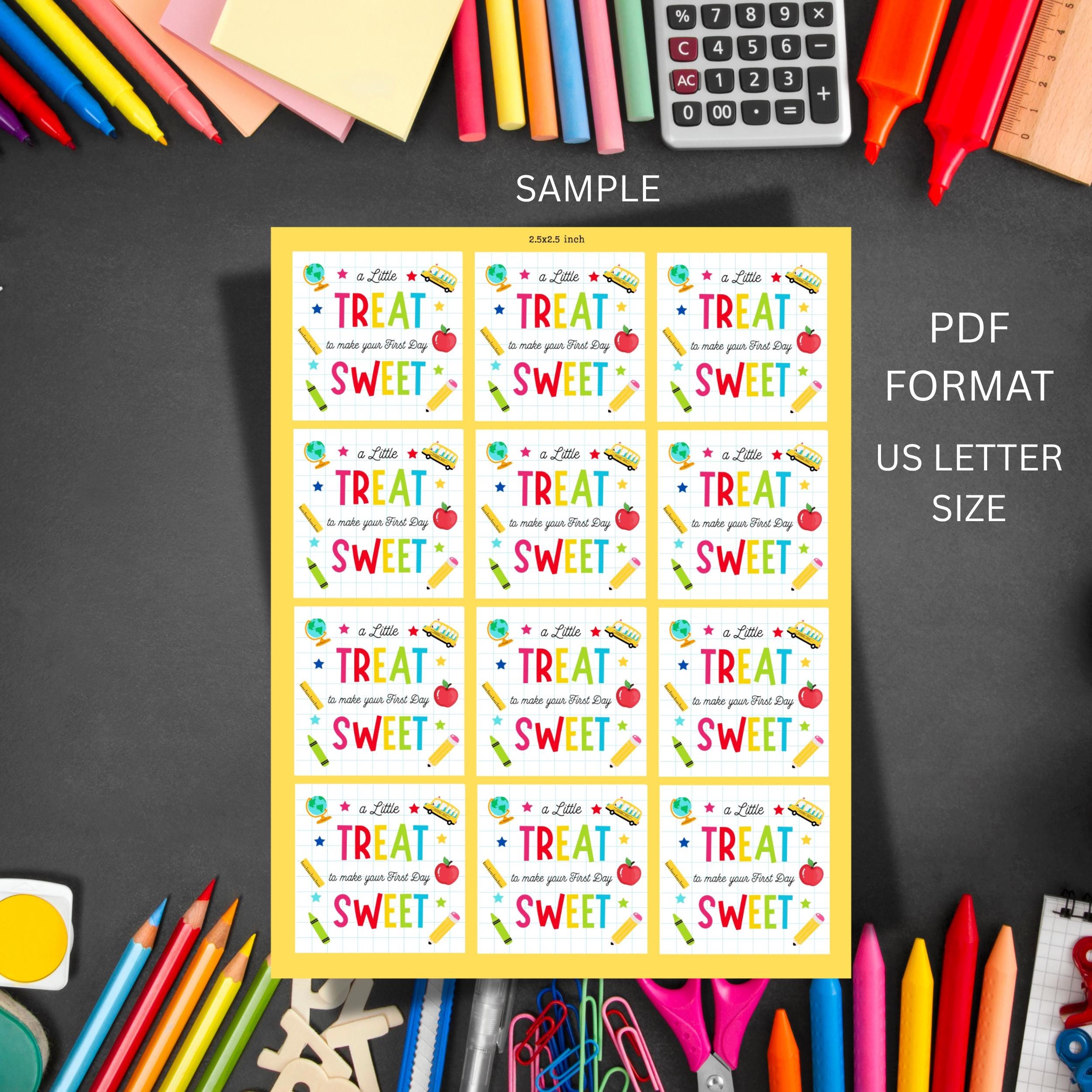 Back to School Treat Tag Printable First Day of School Favor Tag for ...
